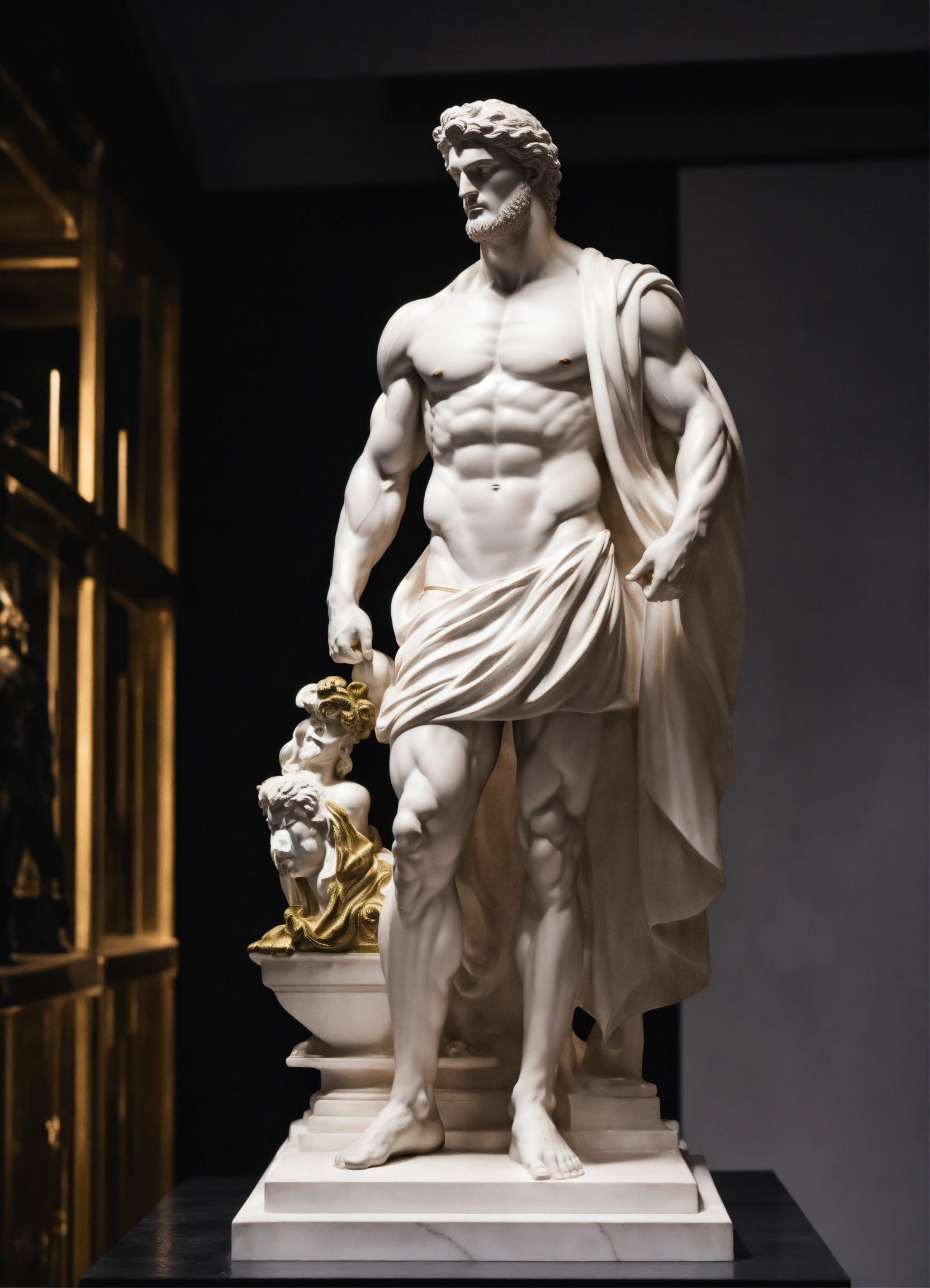 Lexica - A Statue from a muscular Greek god Statue with a wavey middel ...