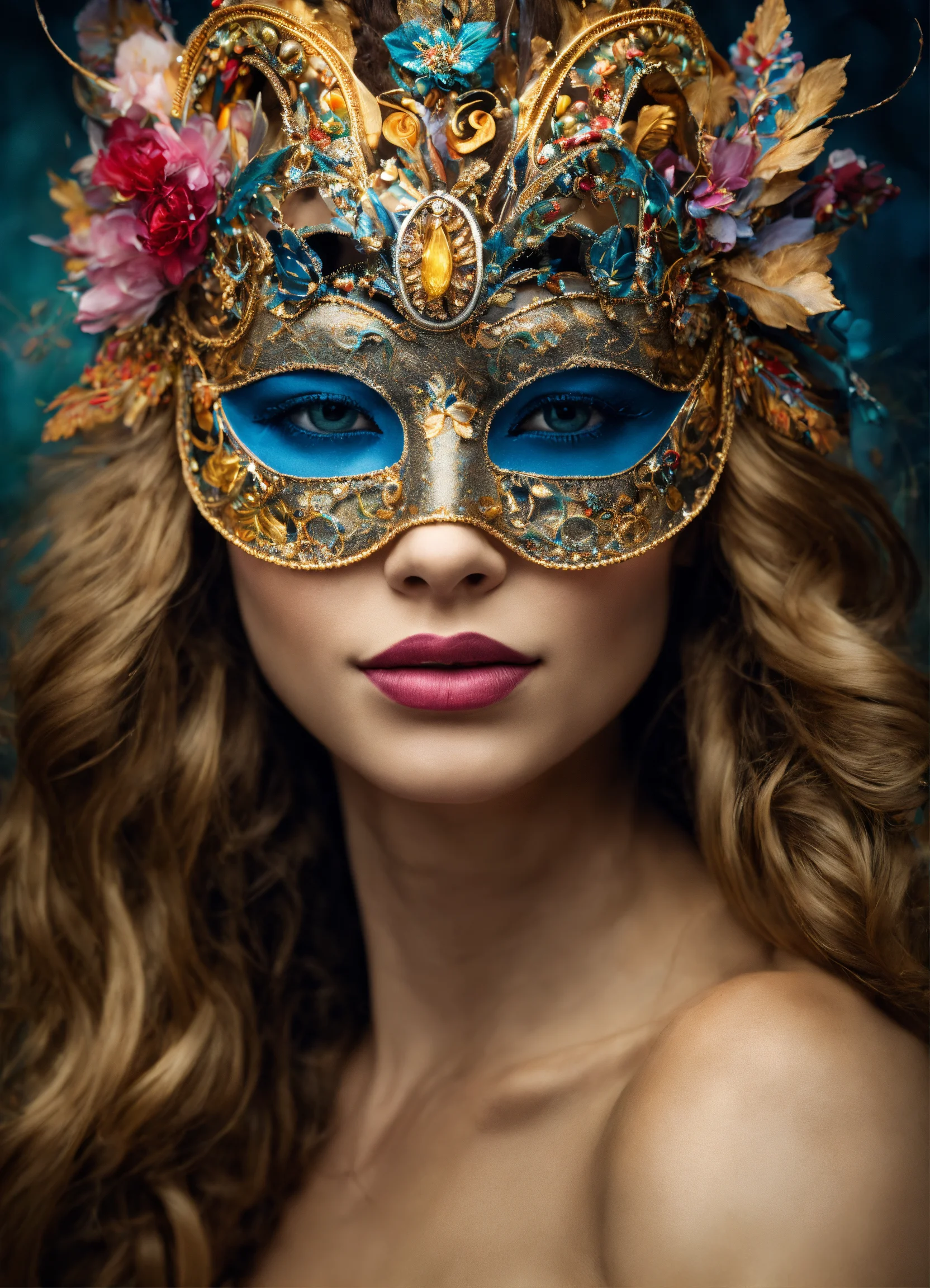 Lexica - Portrait of a woman in a richly decorated masquerade mask. the ...
