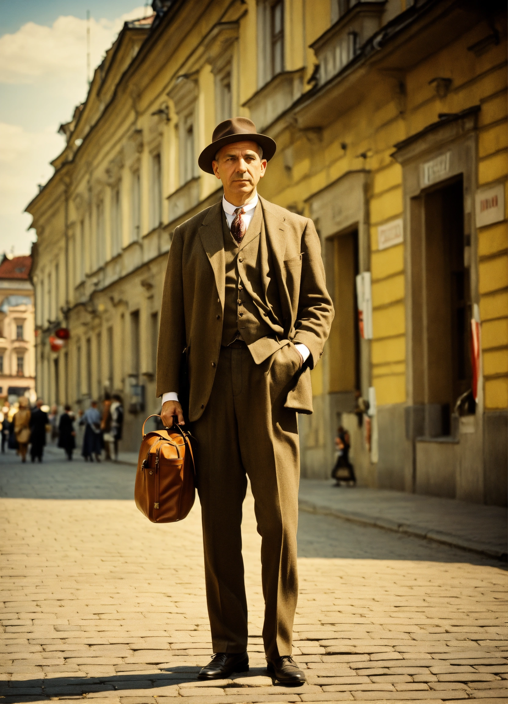 Lexica - Businessman krakow 1920-1930, on street, warsaw sights, summer