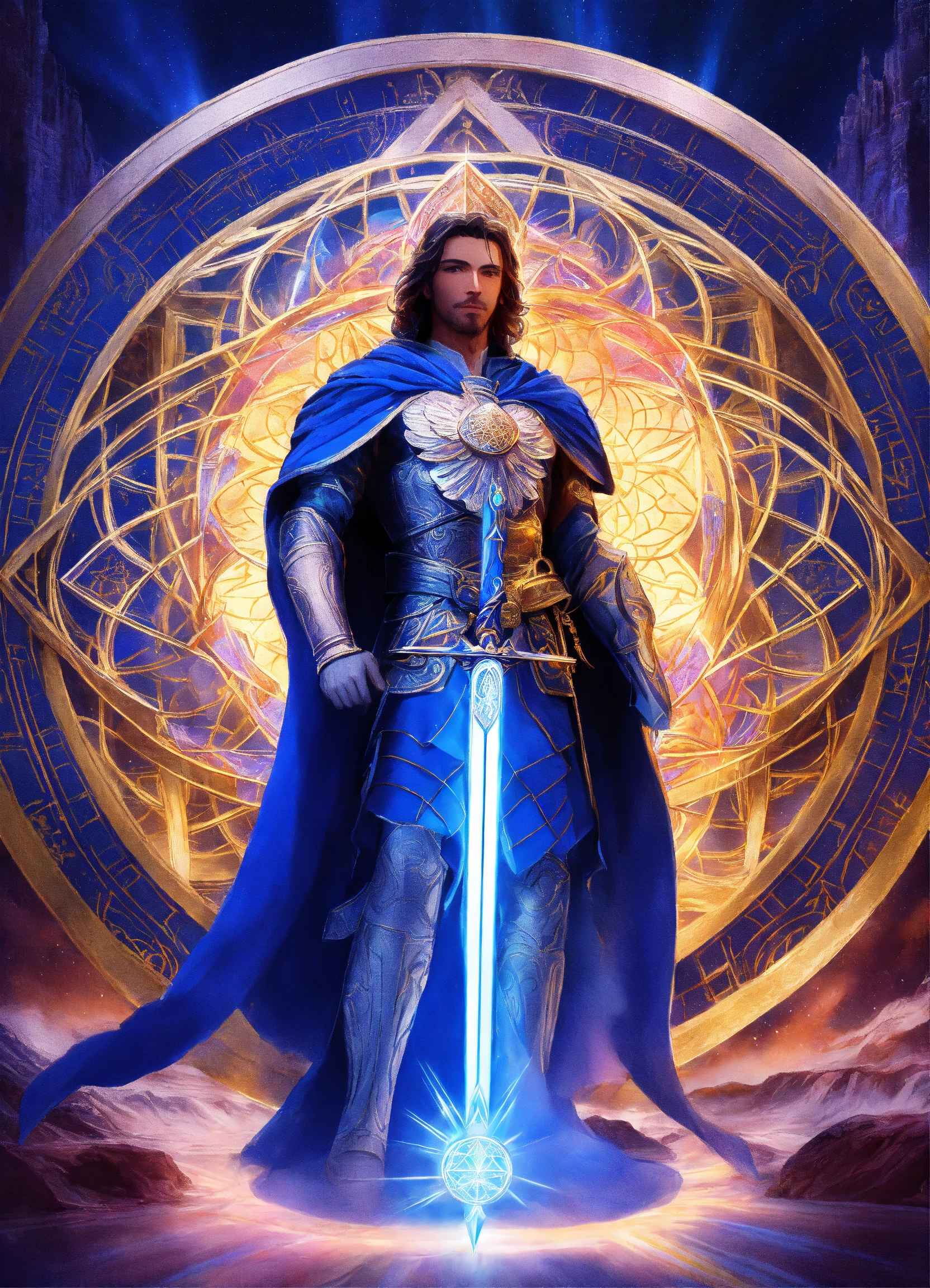 Lexica - Archangel Michael with a middle-aged male face, flower of life ...