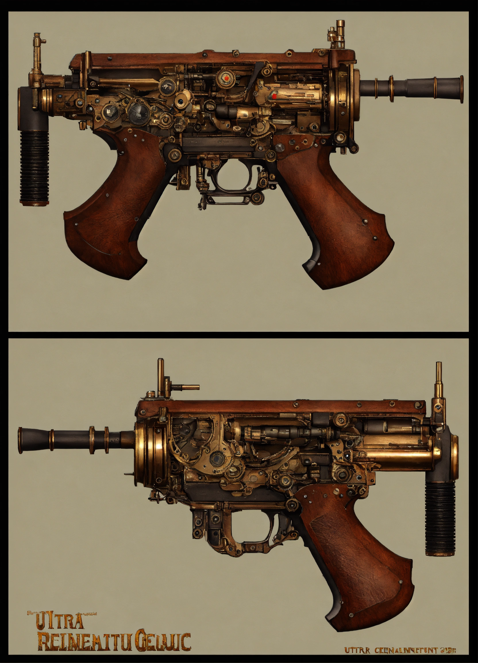 Lexica - Ultra detailed realistic steampunk submachine gun