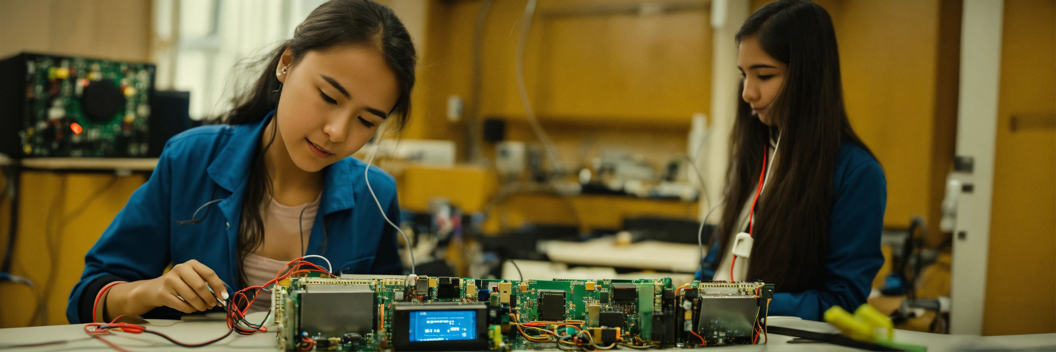 Lexica - An electronics engineer girl disassembles an electronic device ...