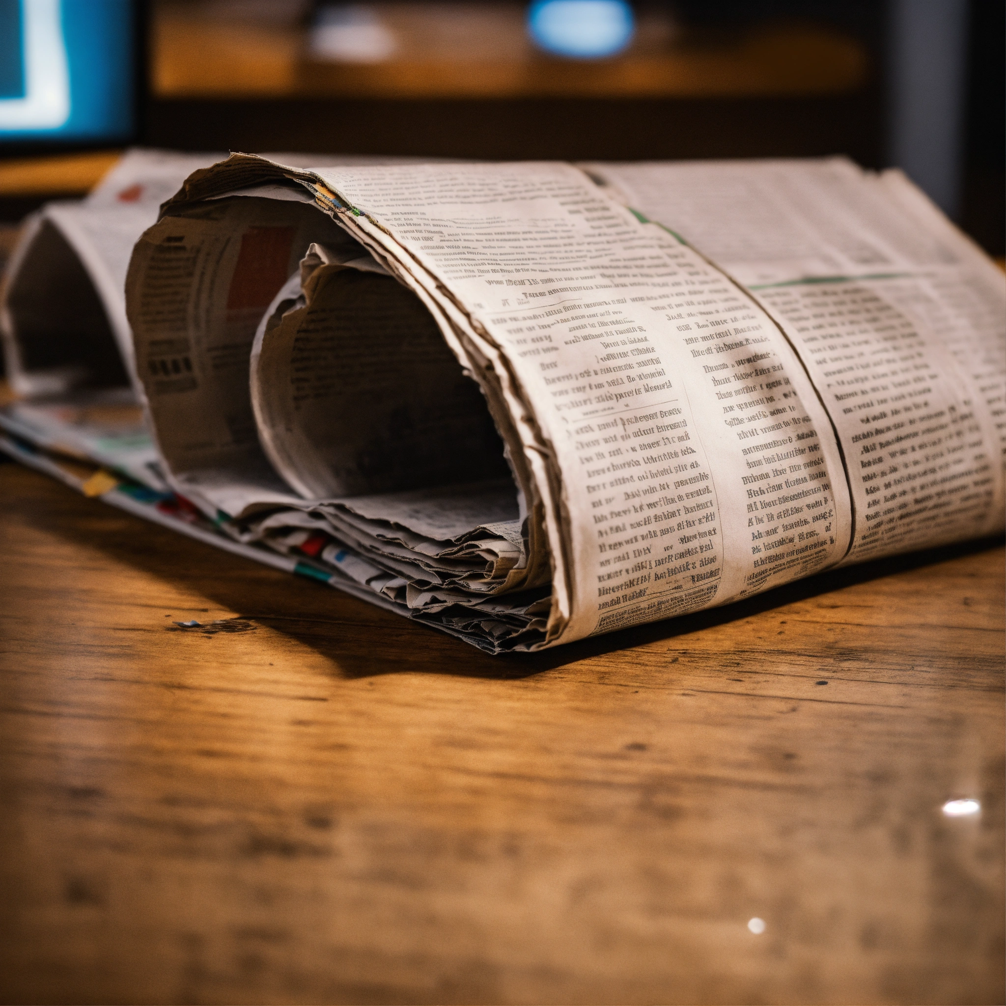 Lexica - A photo of a newspaper. The newspaper is folded and sitting on ...