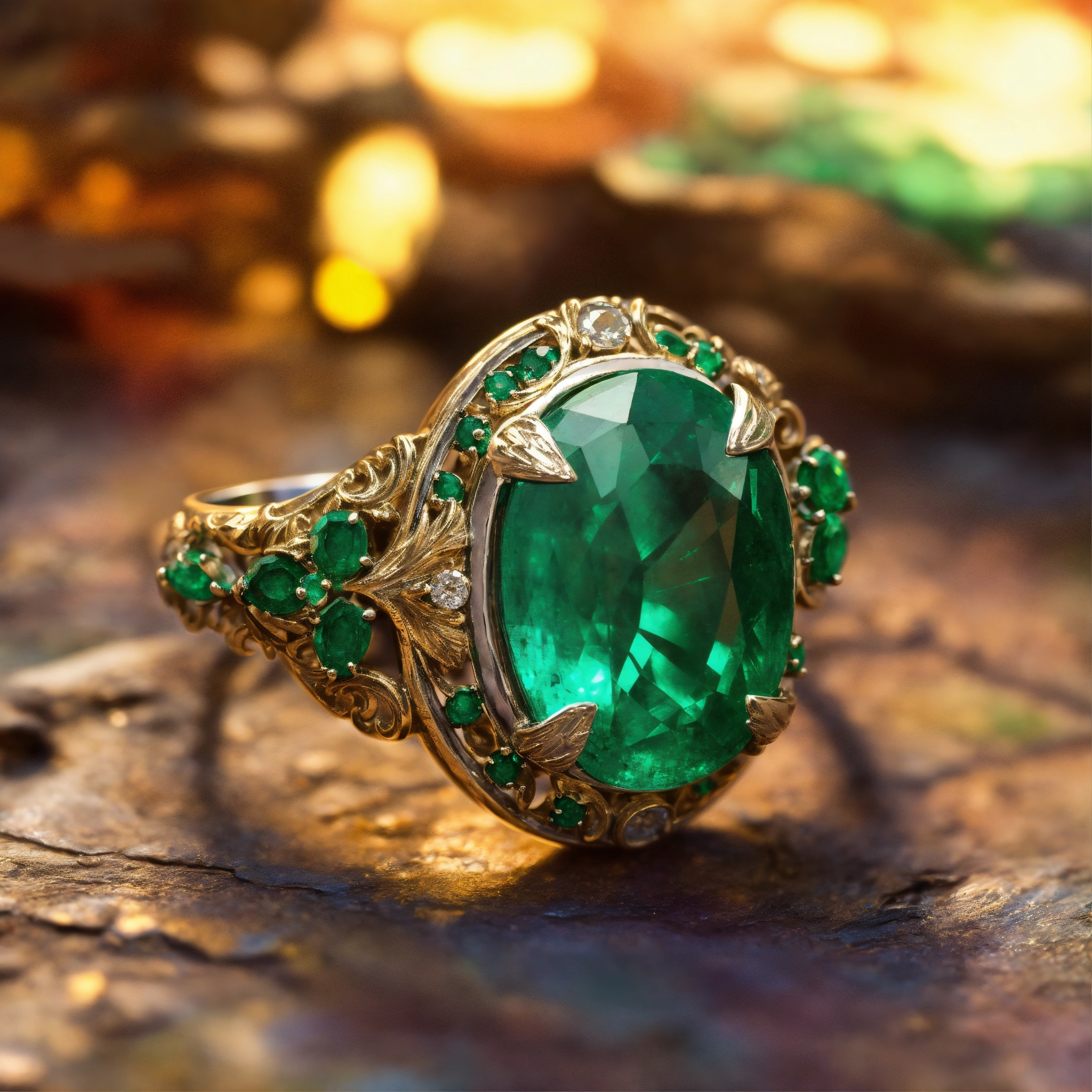 Lexica - Concept art of a beautiful ancient emerald silver ring of ...