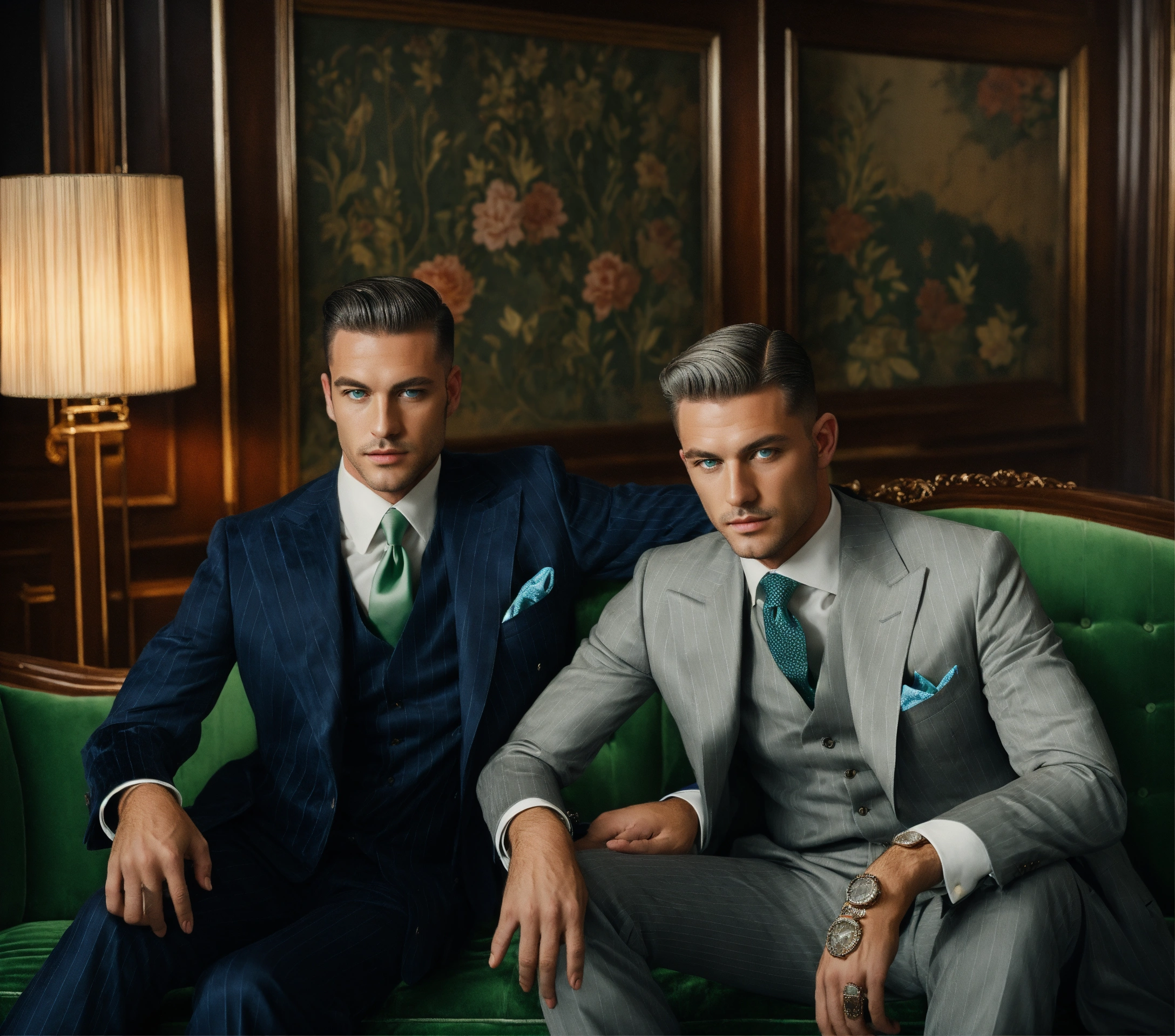 Lexica - Two Italian gentlemen in light grey pinstripe vested suit ...