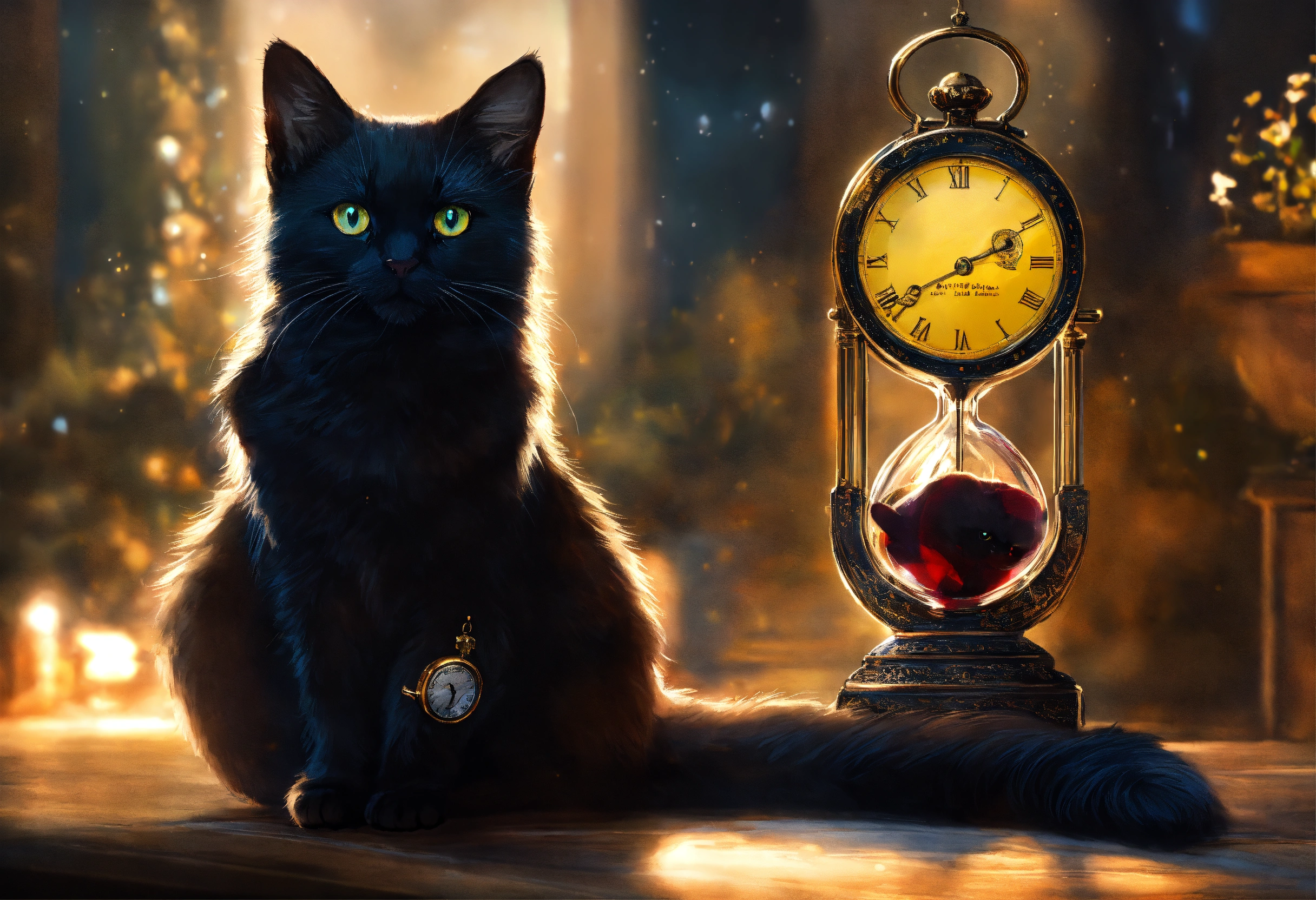 Lexica - Time 0000,An Angel, A Black Cat,Realistic