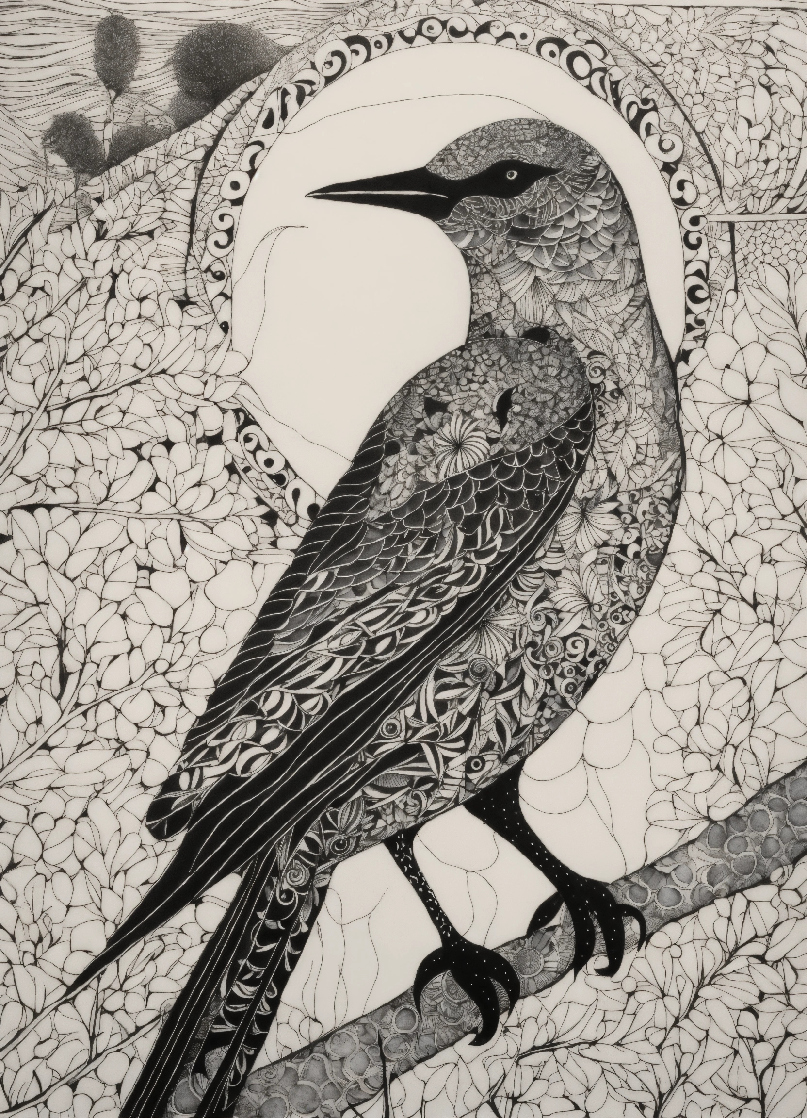 Lexica - Zentangle, birds, surrealism