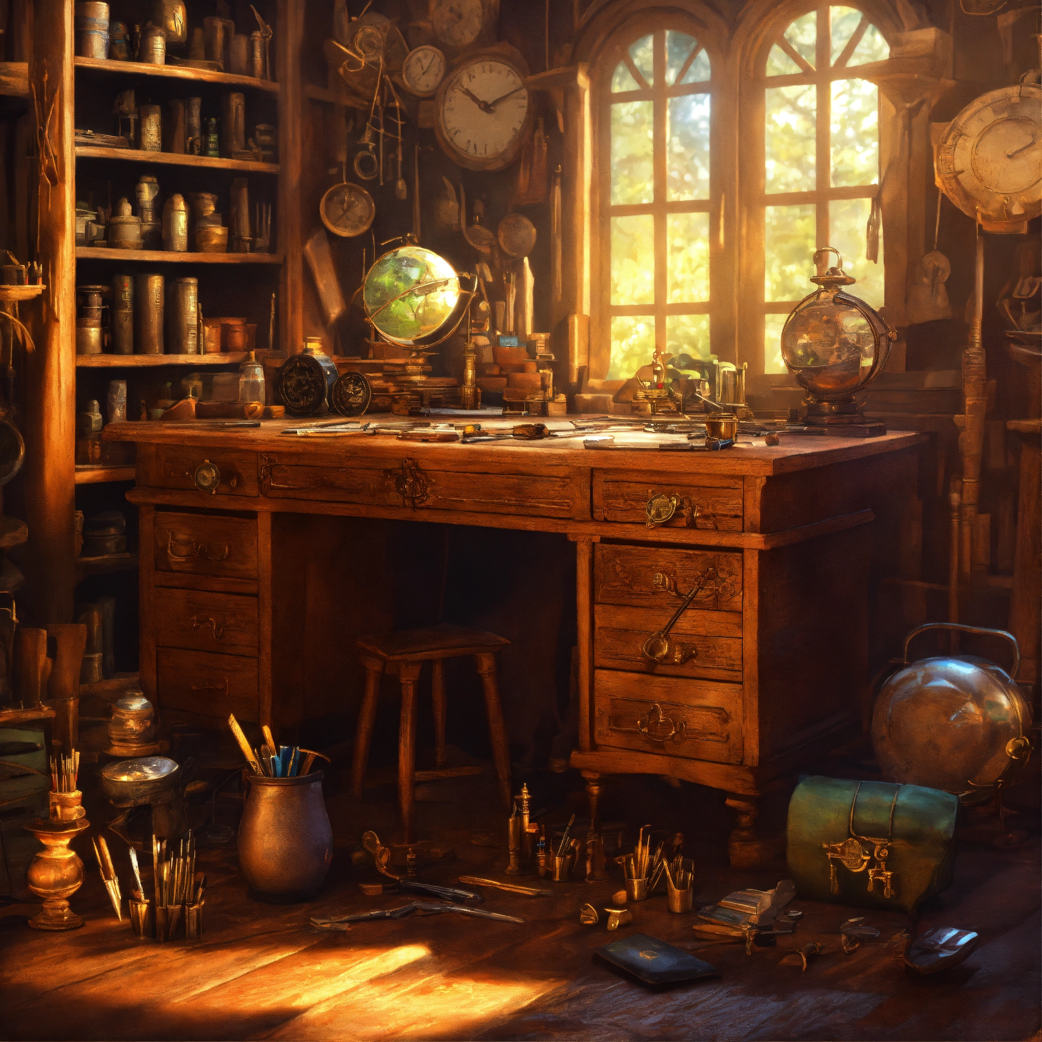 Lexica - An artificers desk of tools in a fantasy setting in digital ...