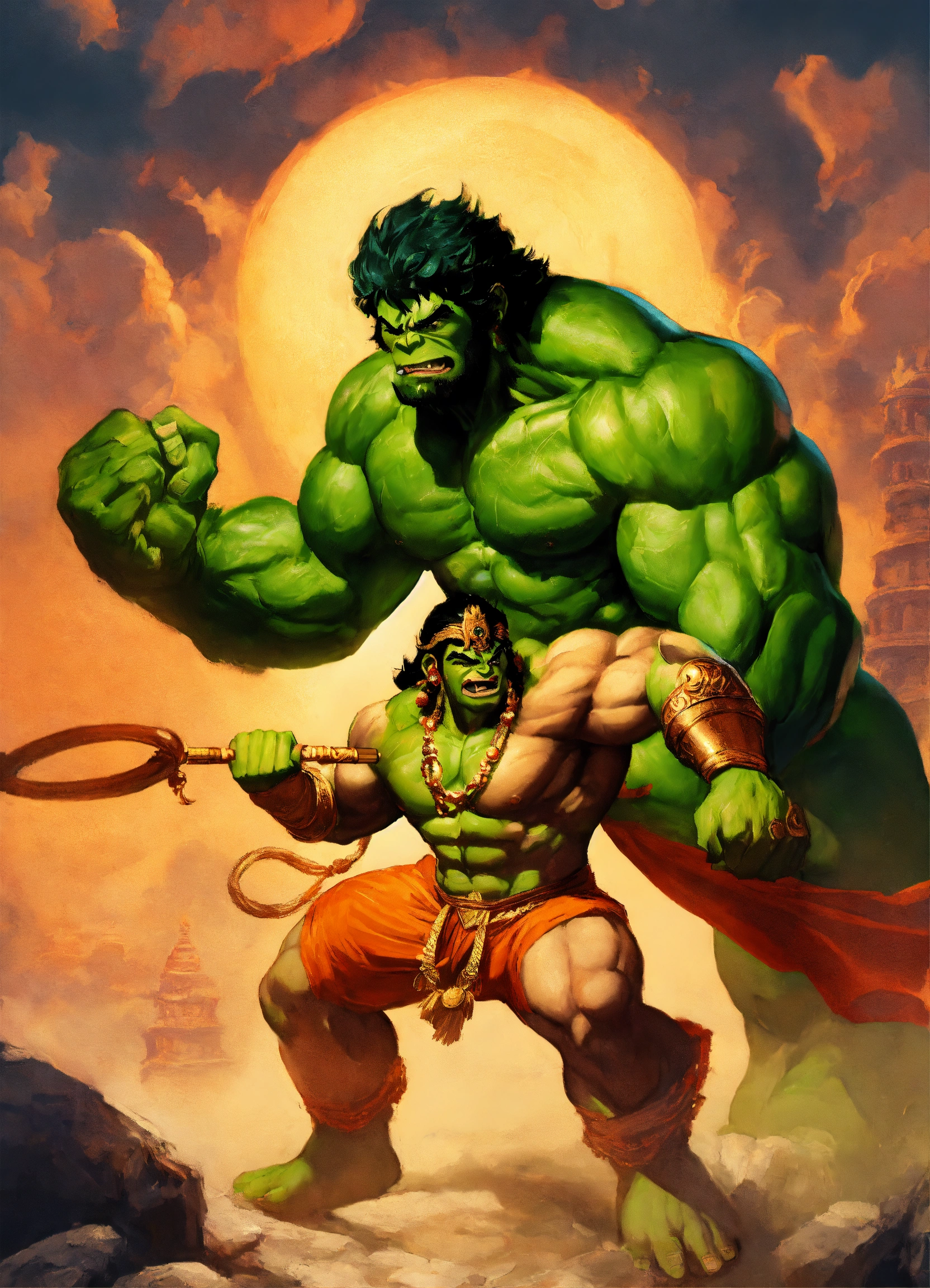 Lexica - Hanuman fighting with hulk