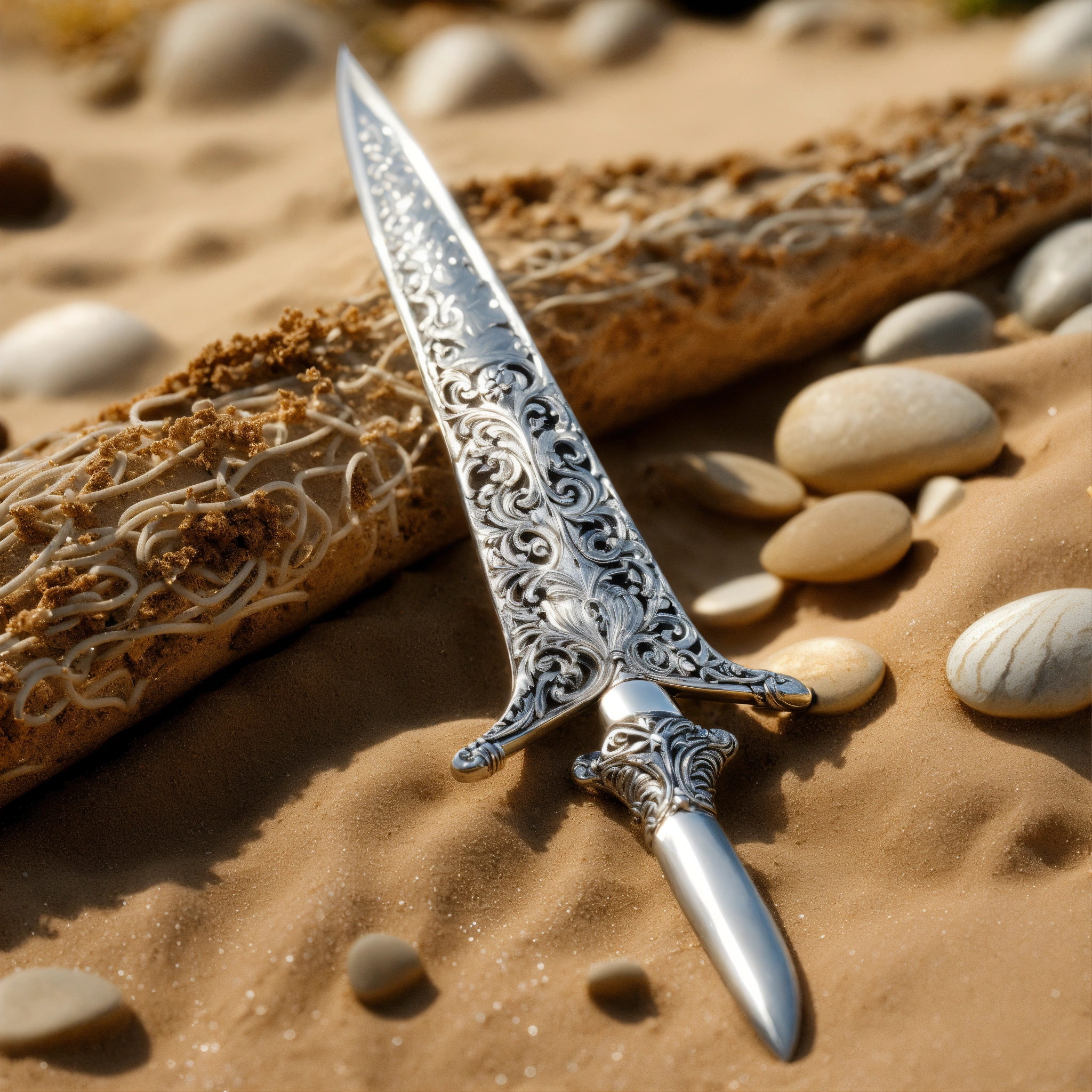 Lexica - 8k, picture of a narrow and delicate wavy curved dagger made ...