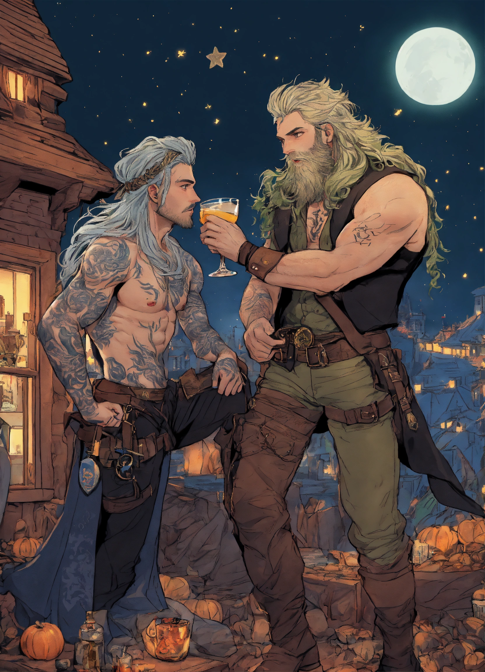 Lexica - A male long distance runner is drinking with a male witch ...