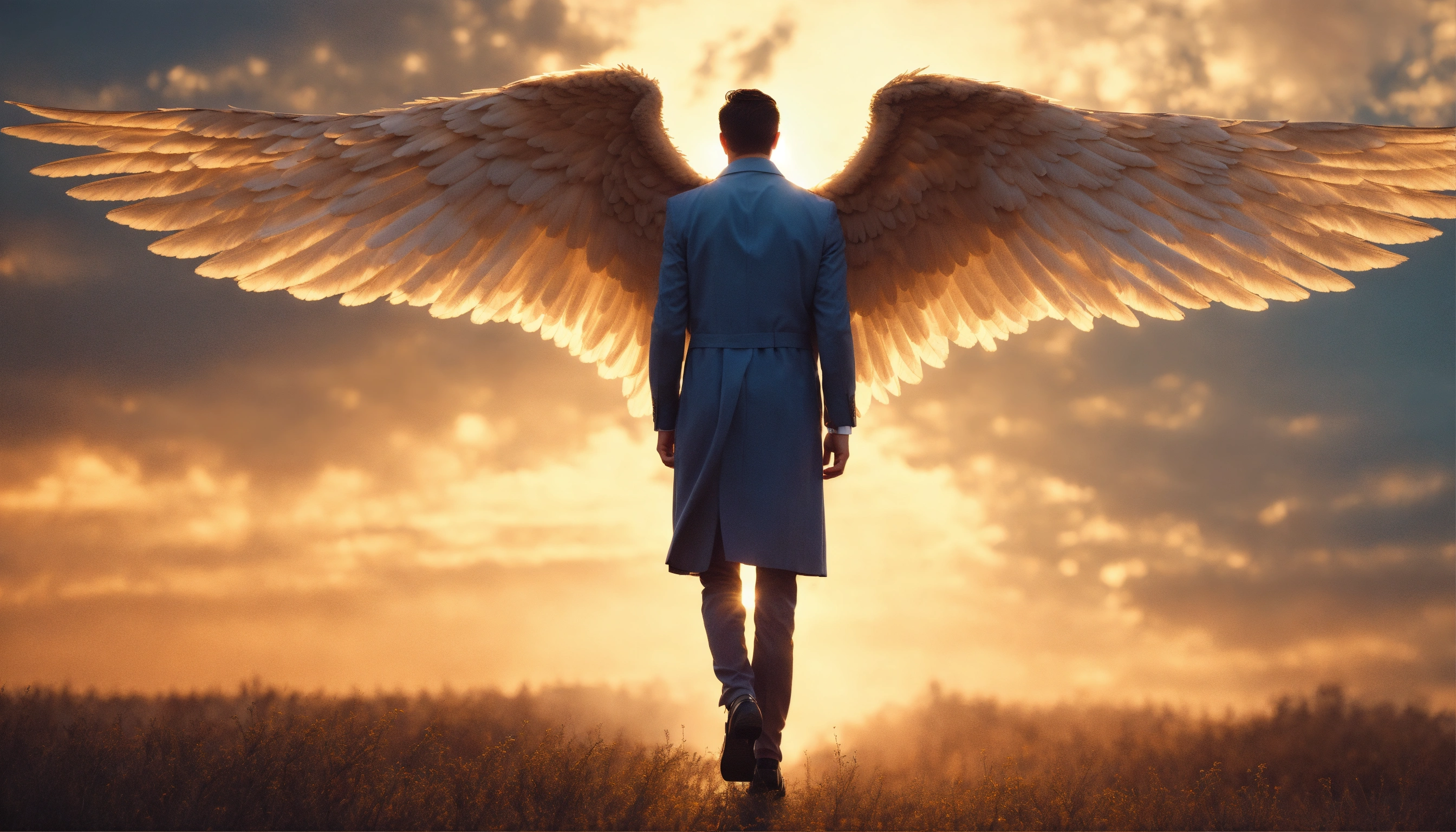 Lexica - Ange homme dans le ciel sur fond lumineux, ange étend ses ...