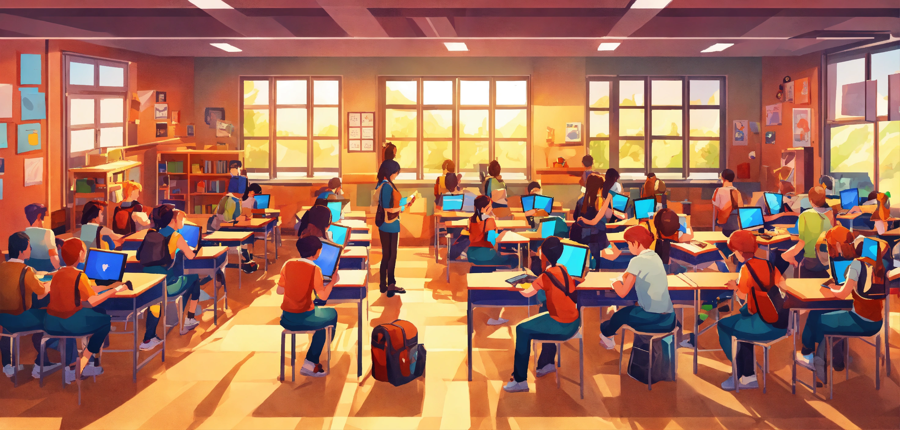 Lexica - Classroom full of students style isometric for mobile game In ...