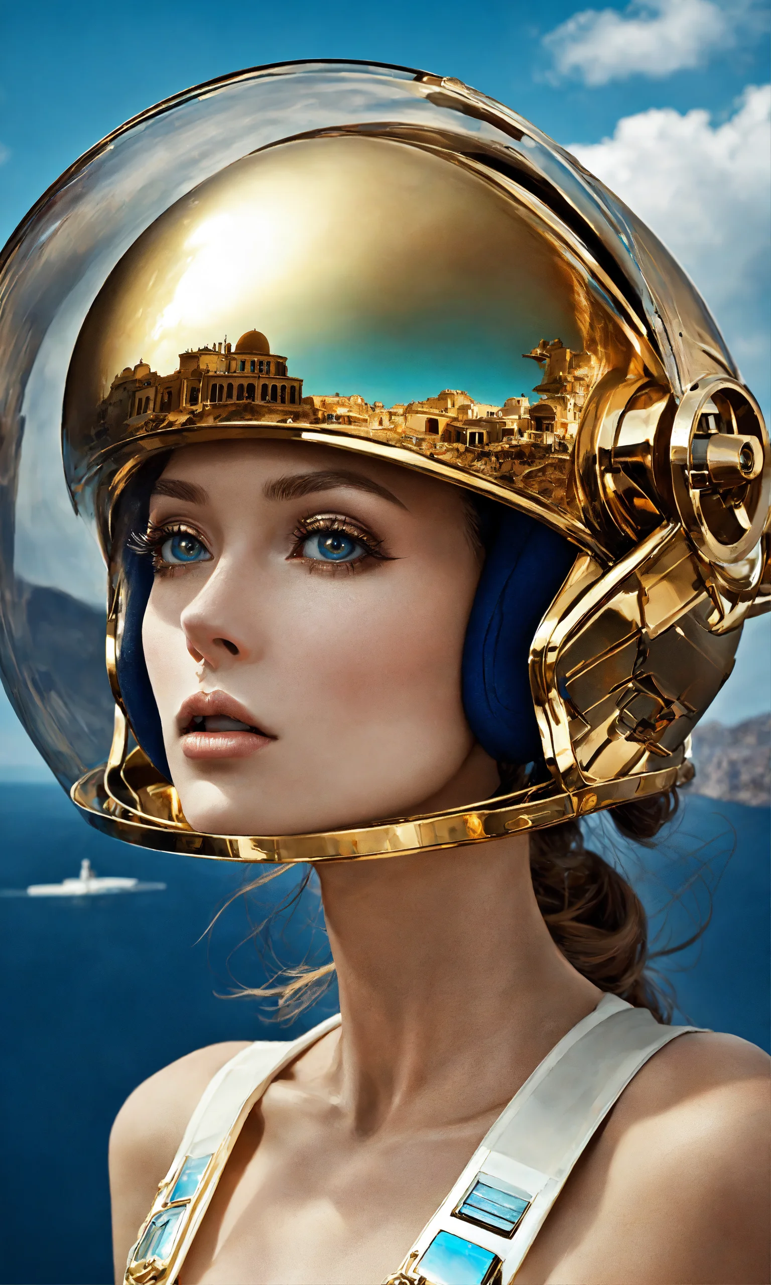 Lexica - Photography on Santorin planet, 60'S gorgeous sexy astronaut ...
