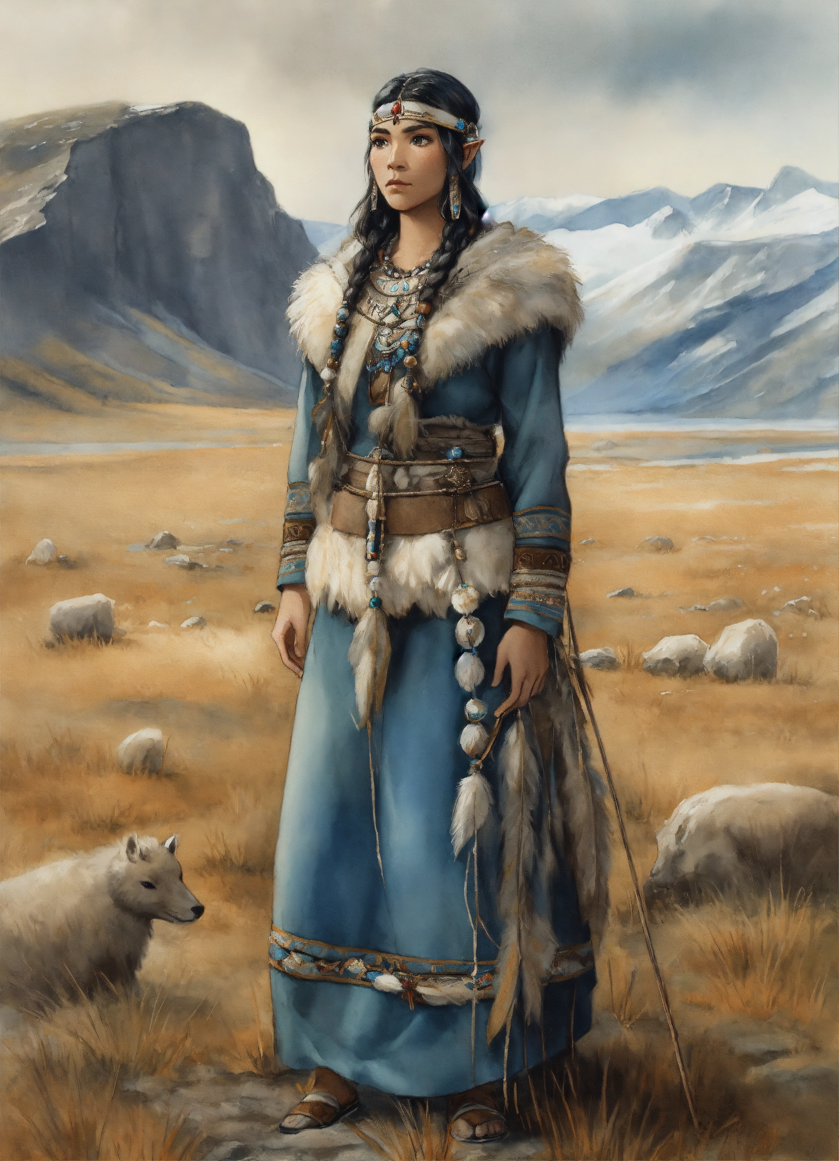 Lexica - Full body illustration of an elf inuit woman, beautiful ...