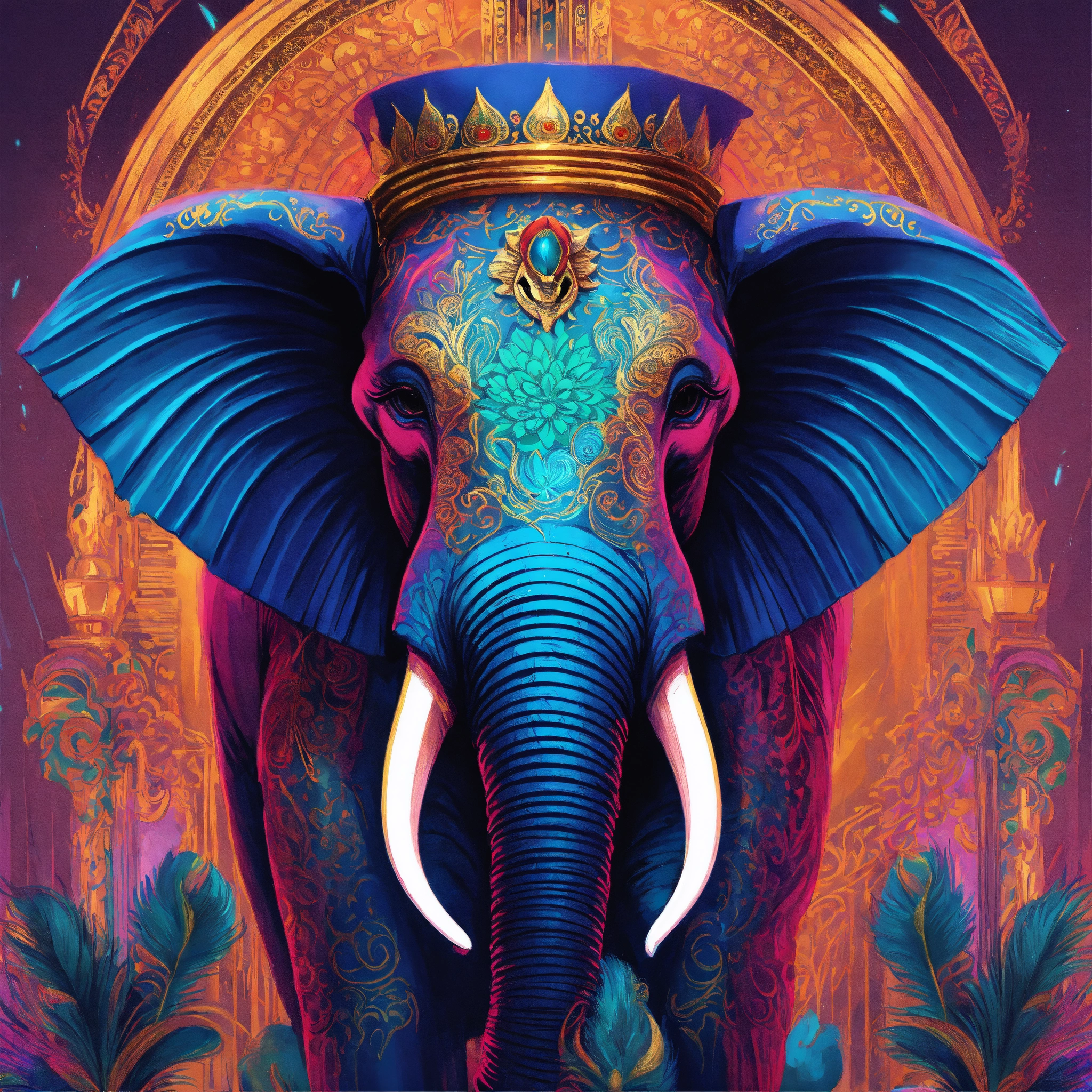 Lexica - Centered detailed portrait of a masked elephant wearing a ...