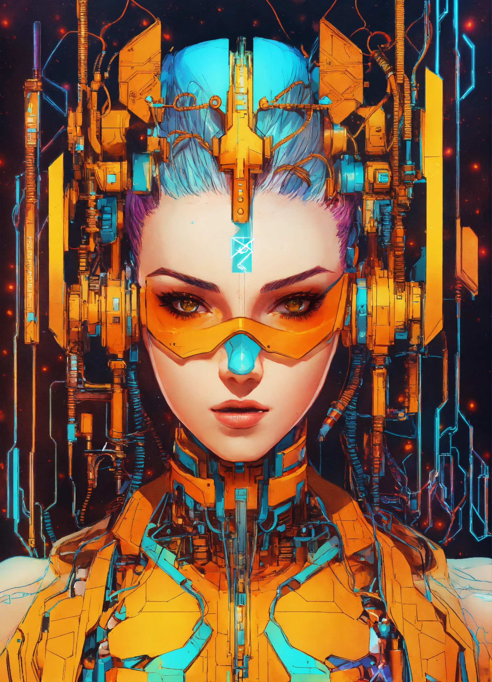 Lexica - Neo Sapien clothing line logo, Close up of a Cyborg woman ...