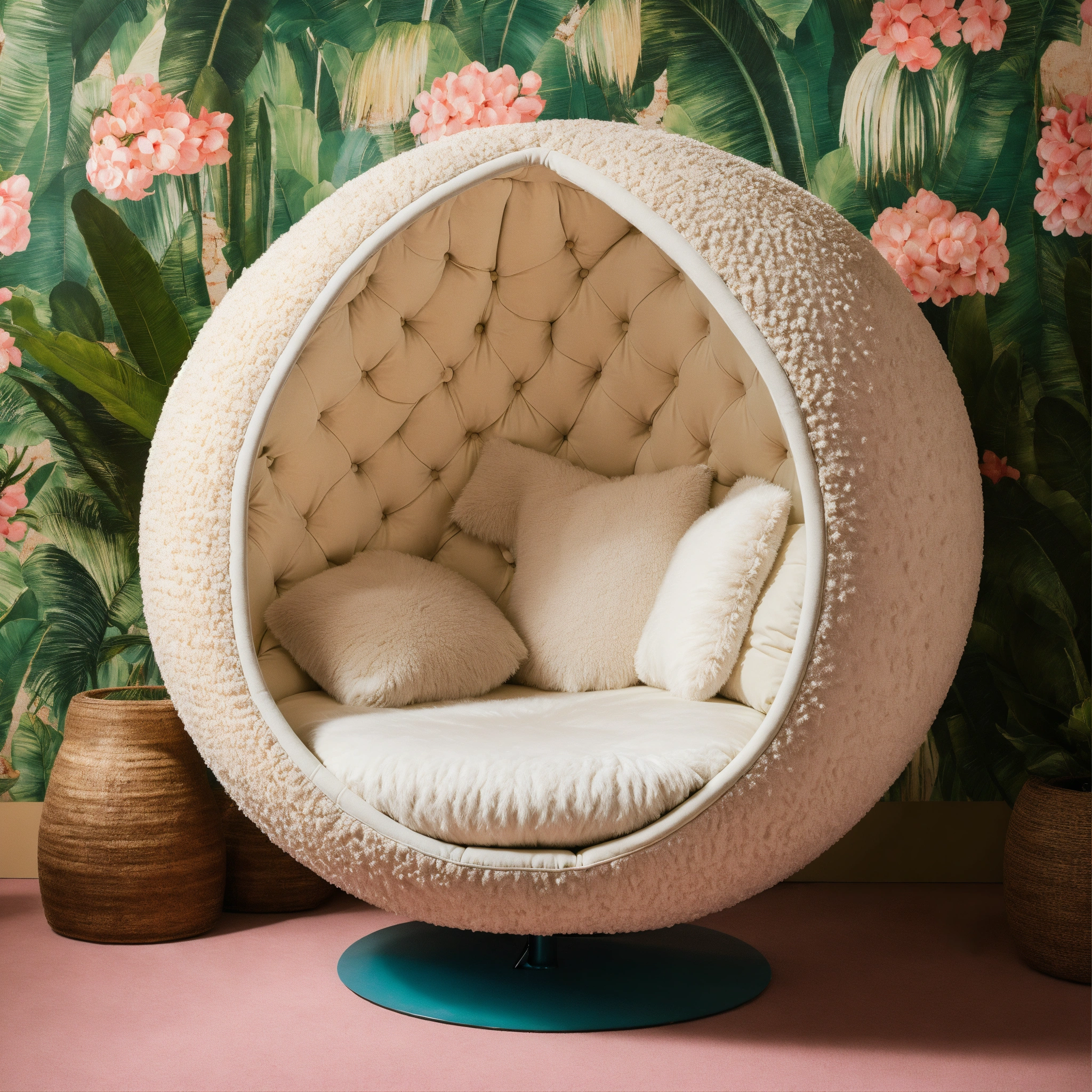 Lexica - Photo of a lychee-inspired spherical chair, with a bumpy white ...