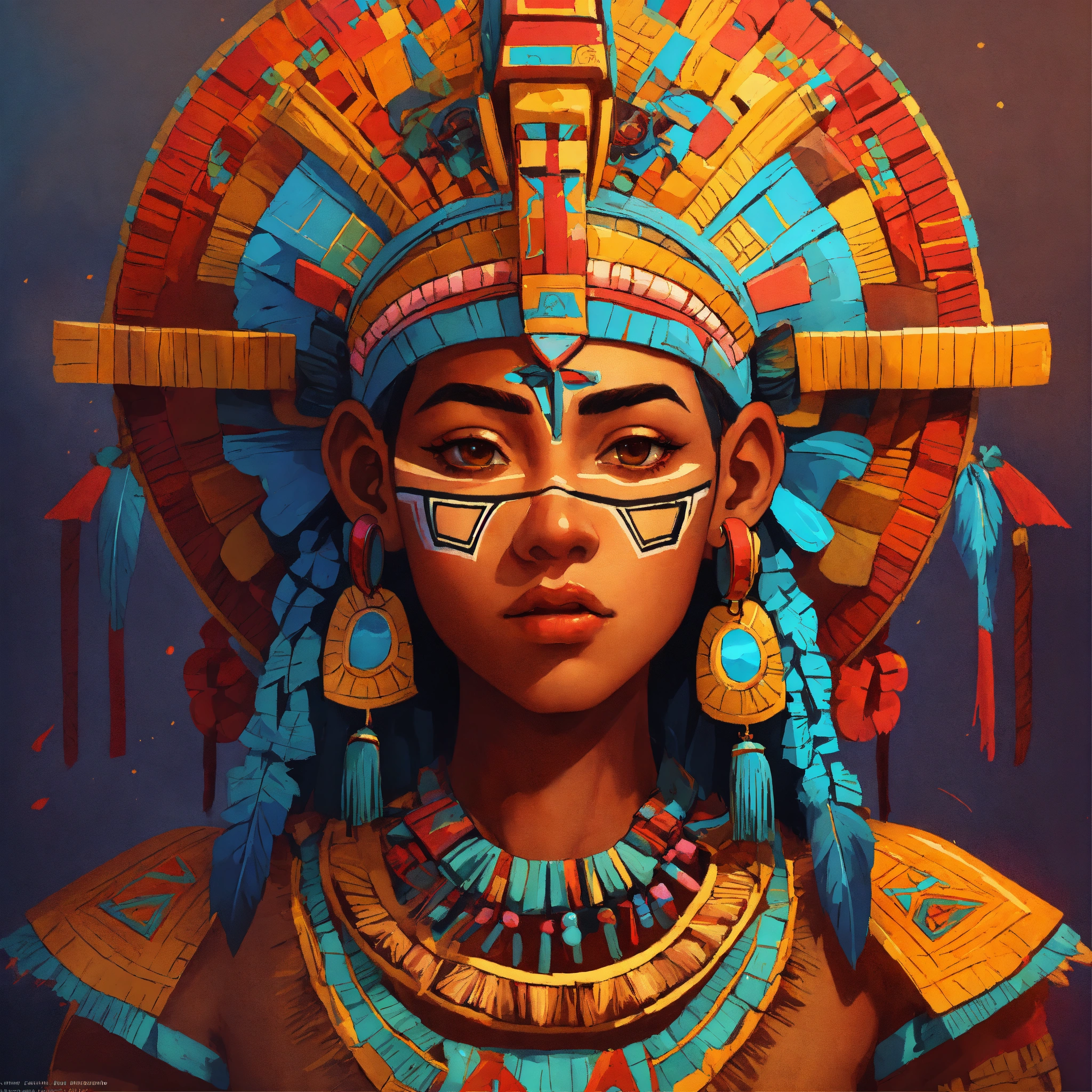 Lexica - Aztec ancient artefacts, cartoon oil paint, 2D illustration ...