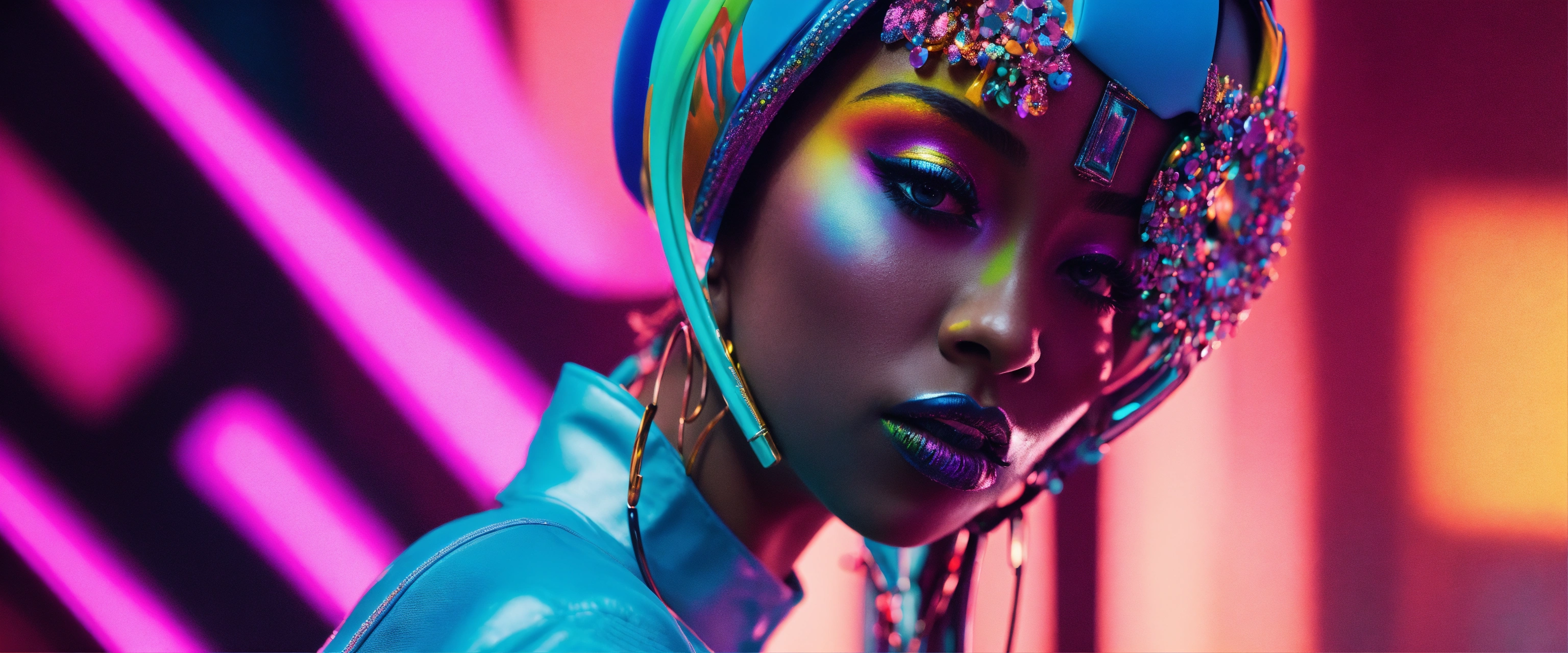 Lexica - A beautiful black female rap artist all pastel sleek ...