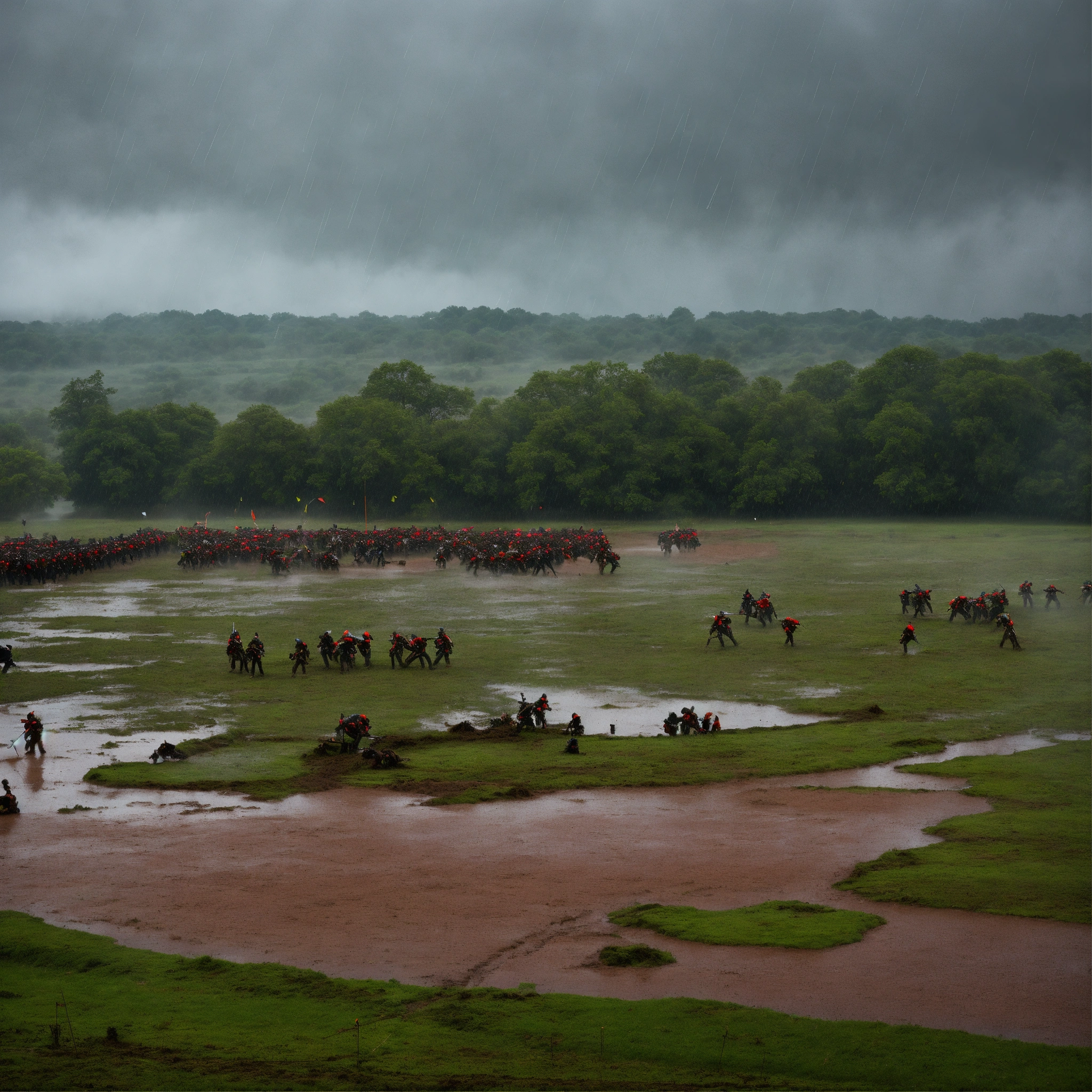 Lexica - Muddy battlefield in the rain where young nobles fight each other