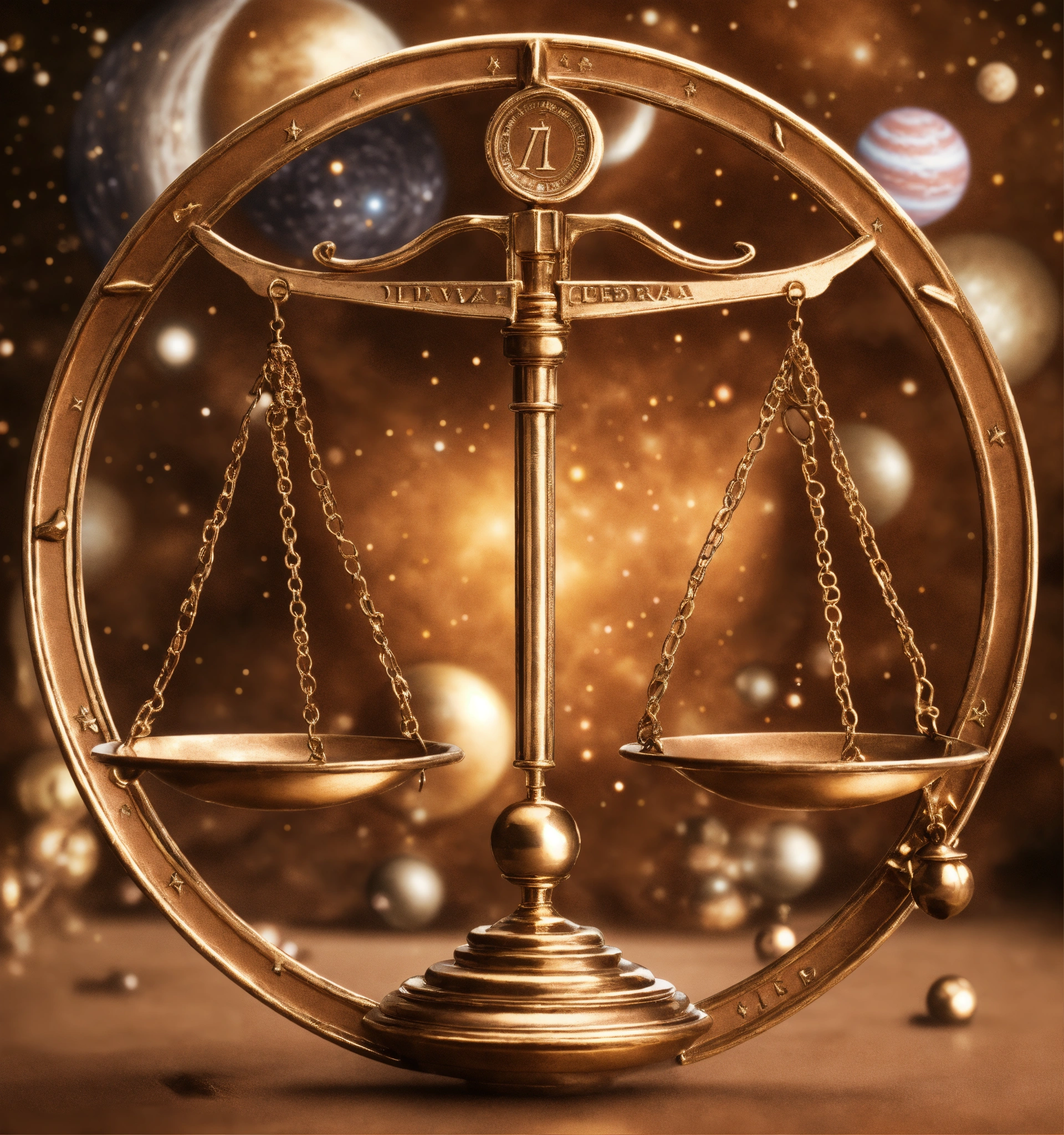 Lexica - Libra sign in bronze color in realistic photograph, surrounded ...