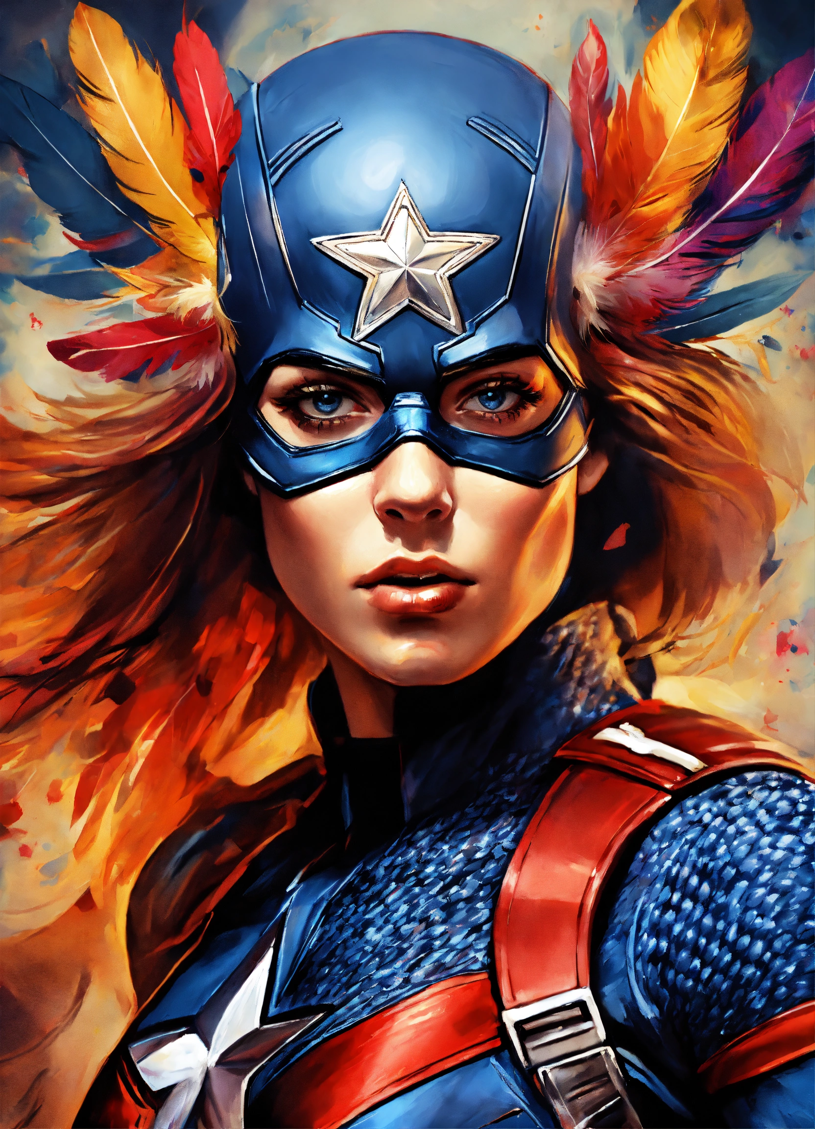 Lexica - Realistic, colorful portrait of a captain america- woman ...