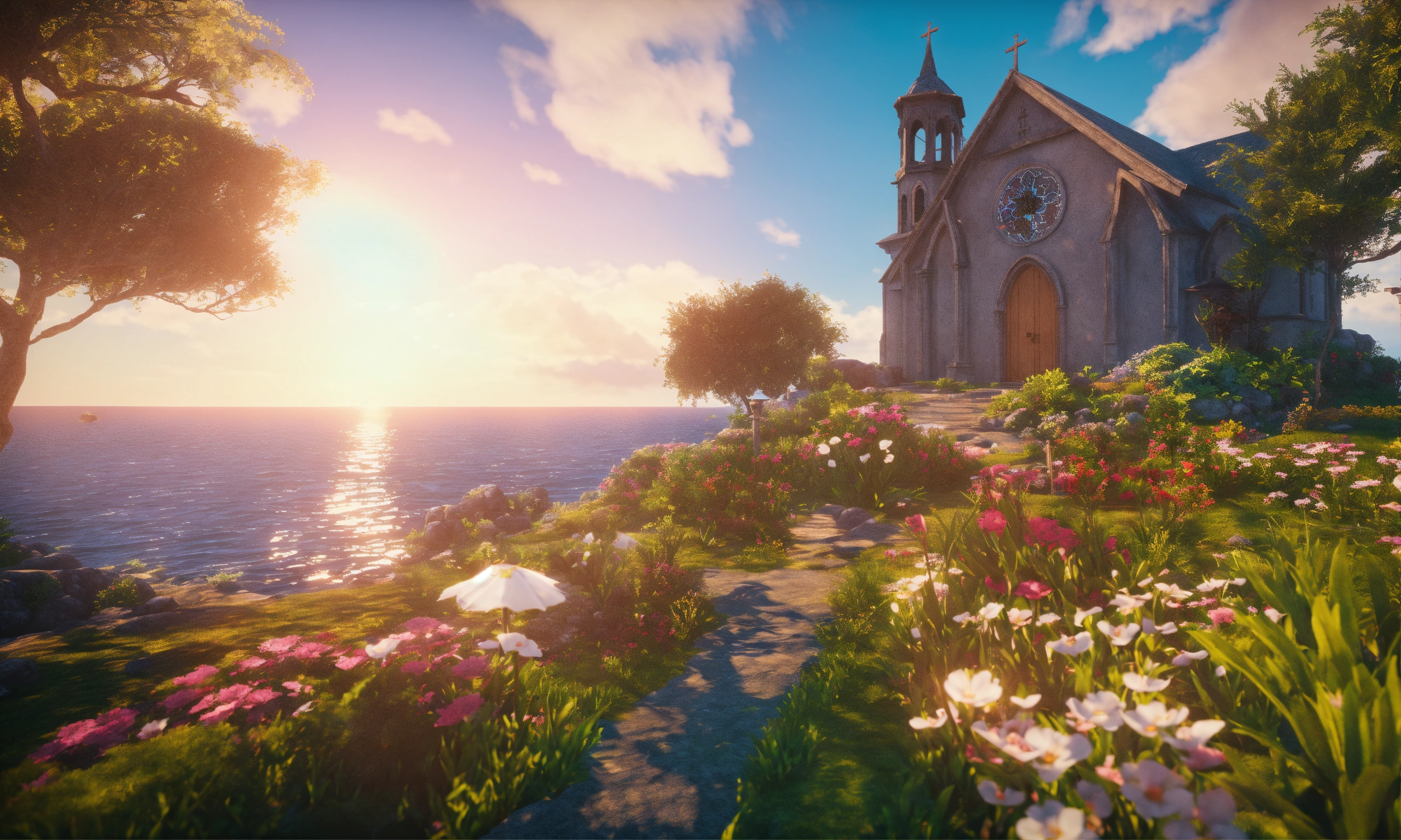 Lexica - Unreal engine 3d heavenly background with a beautiful sky and ...