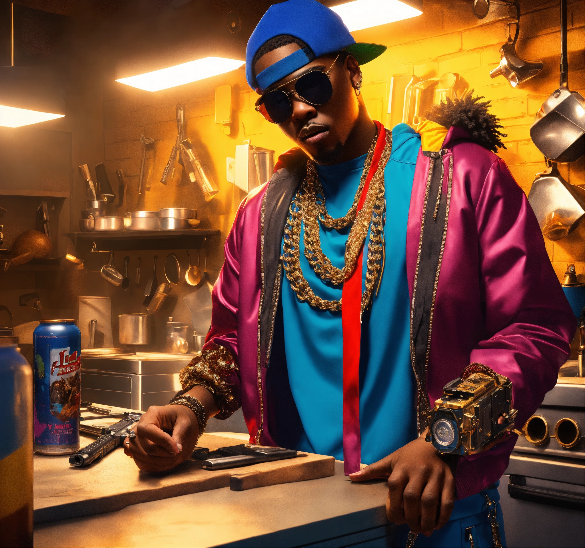 Lexica - Pop art, hyperrealist full body portrait of black rapper "lil ...