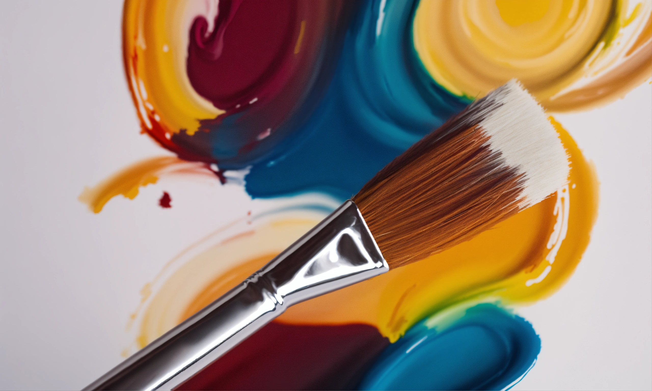 Lexica - A thin painting brush dabbling paint on a white background ...