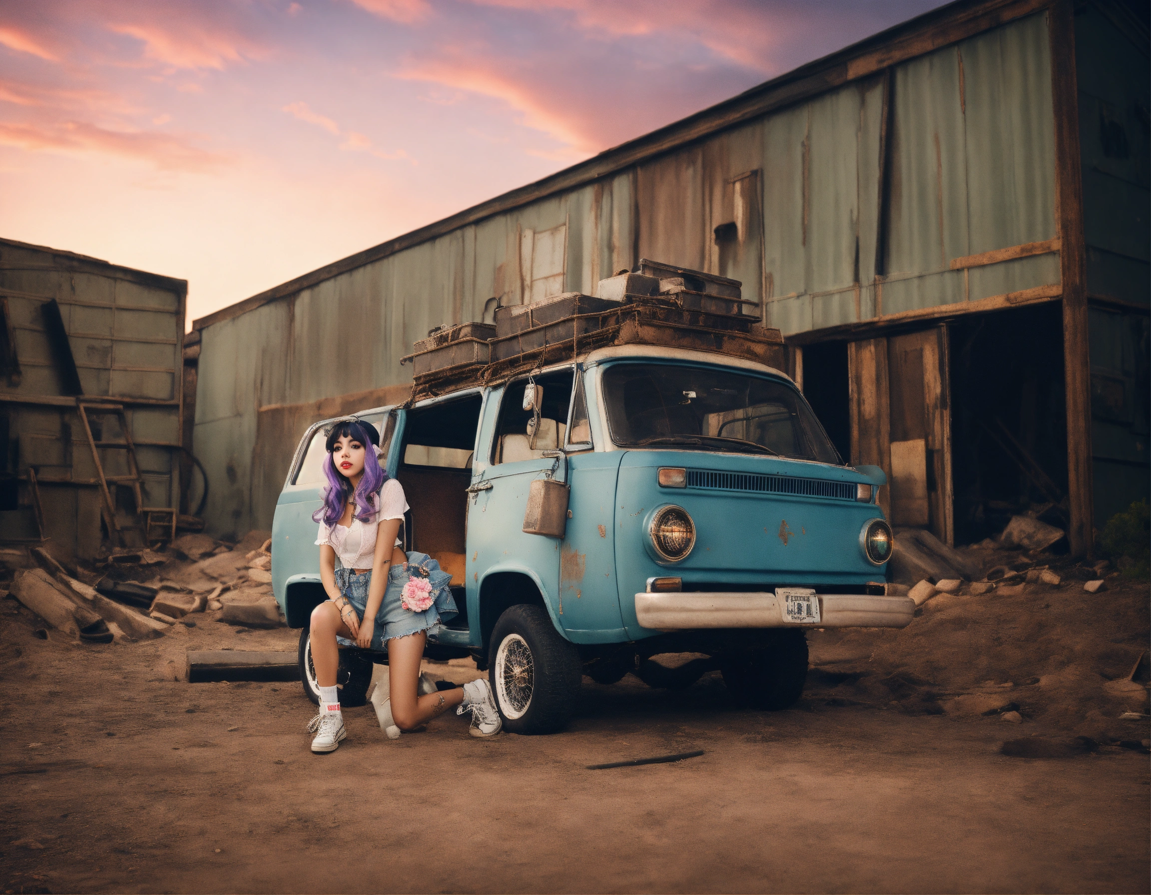 Lexica - Melanie Martinez, post apocalyptic, wearing denim shorts ...