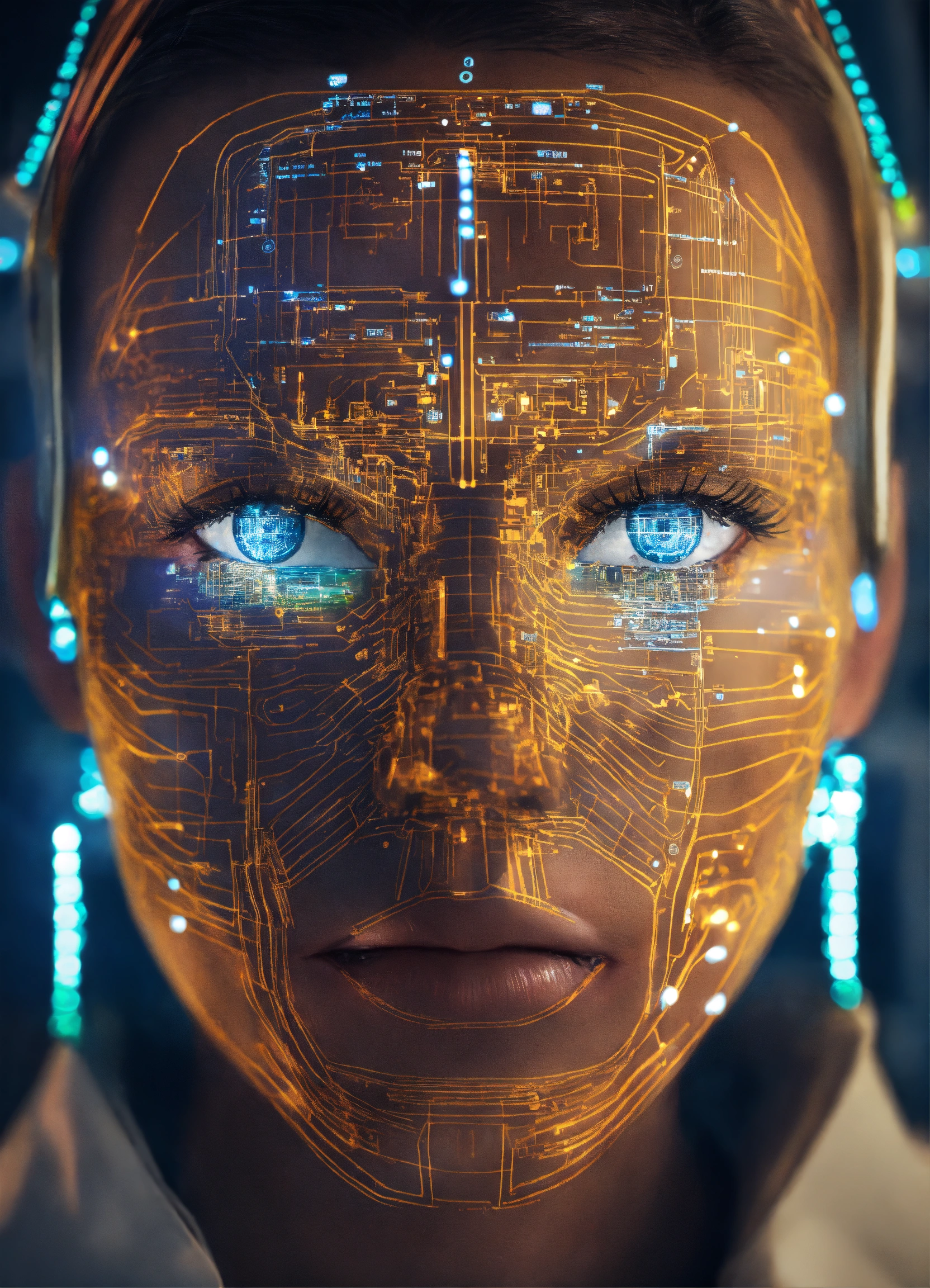 Lexica - Close up of an Android face being programmed with quantum ...