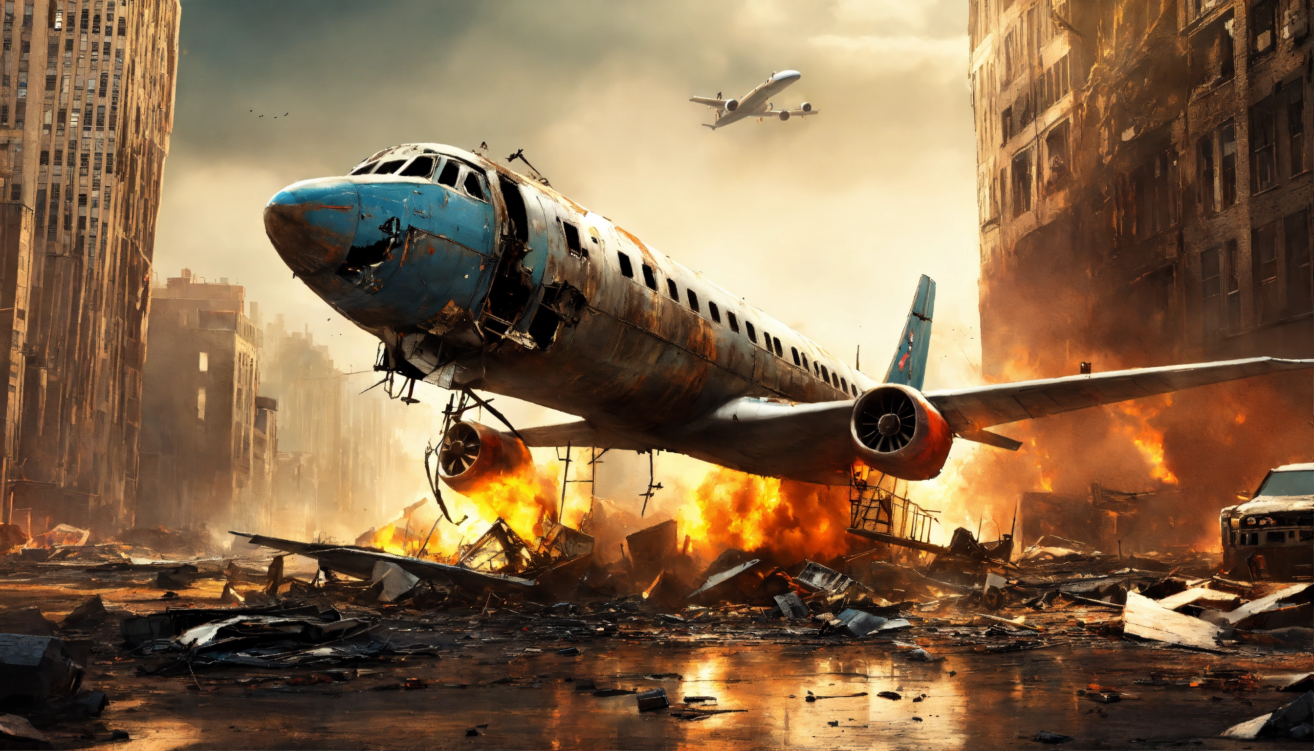 Lexica - Post apocalypse crashed passenger plane in city