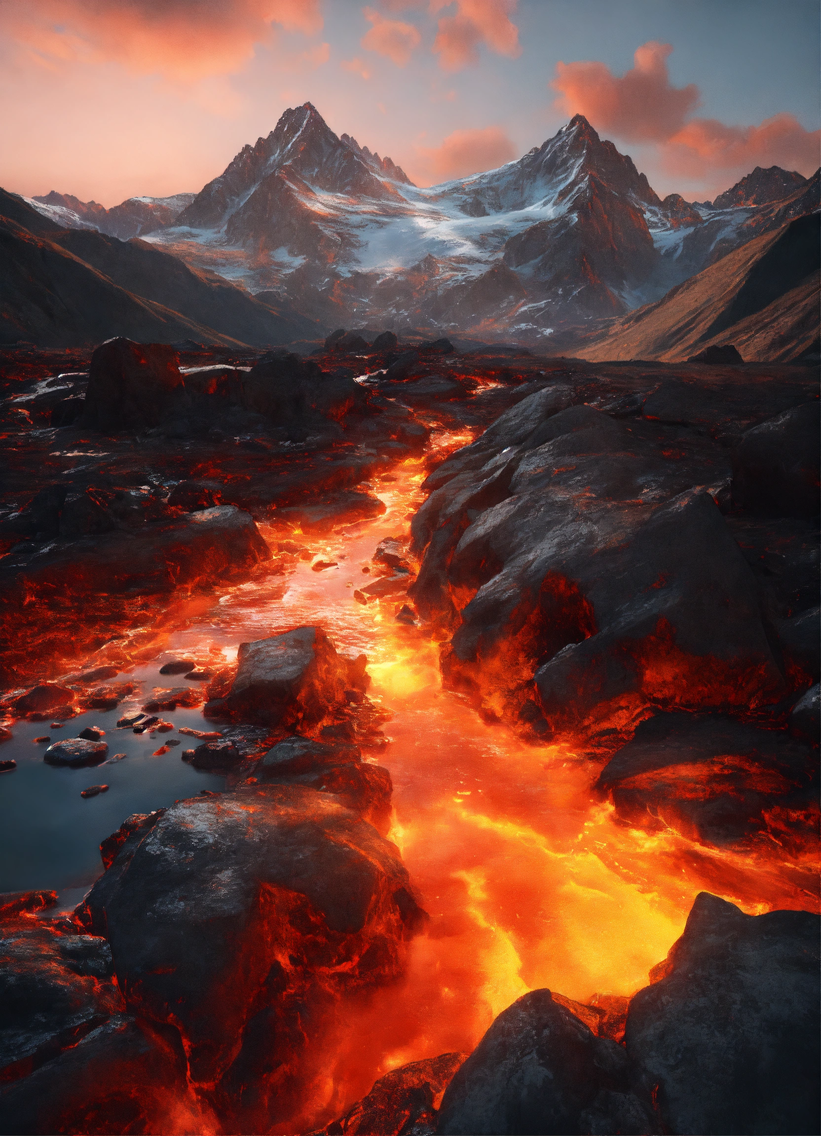 Lexica - High temperature mountains melting photorrealistic 8k