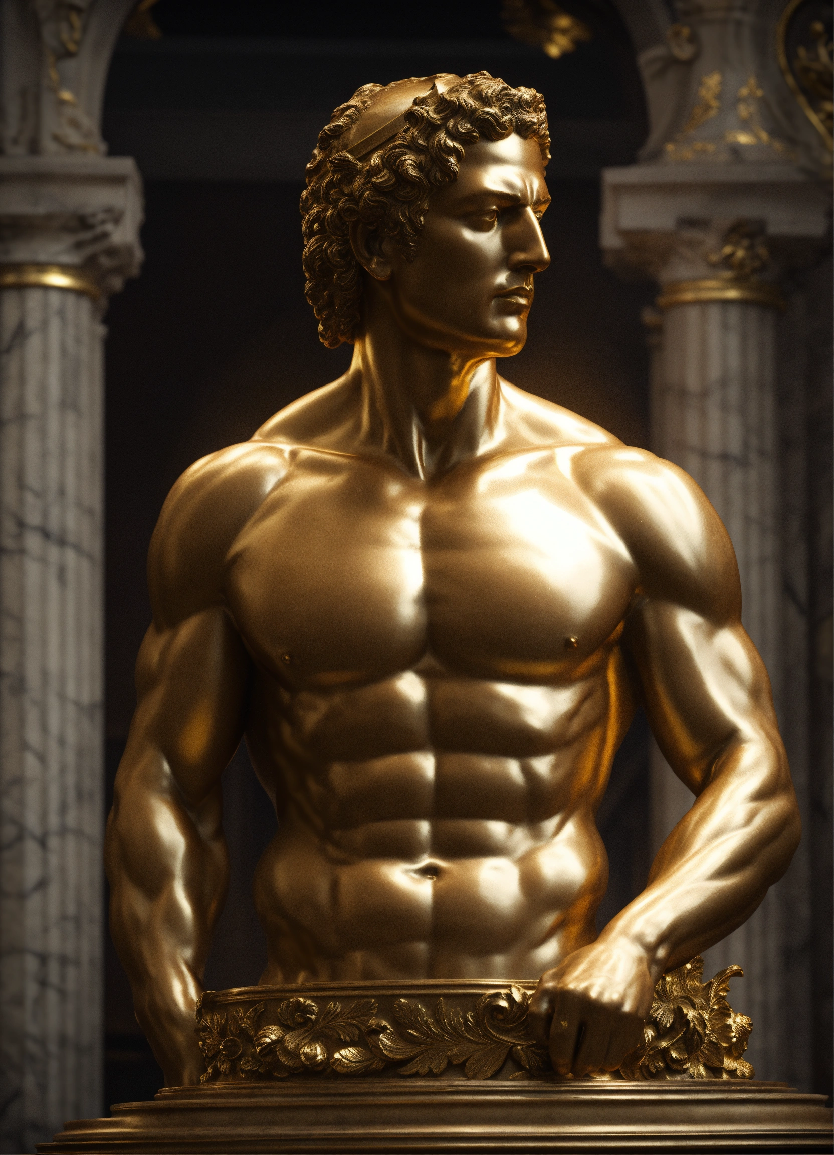 Lexica - A Statue from a muscular Greek god Statue, face of Manuel Ruiz ...