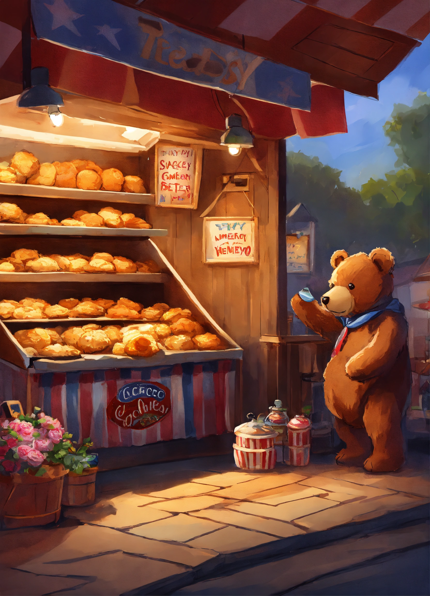 Lexica - Teddy bear stalls, American, digital painting, gorgeous, sharp ...