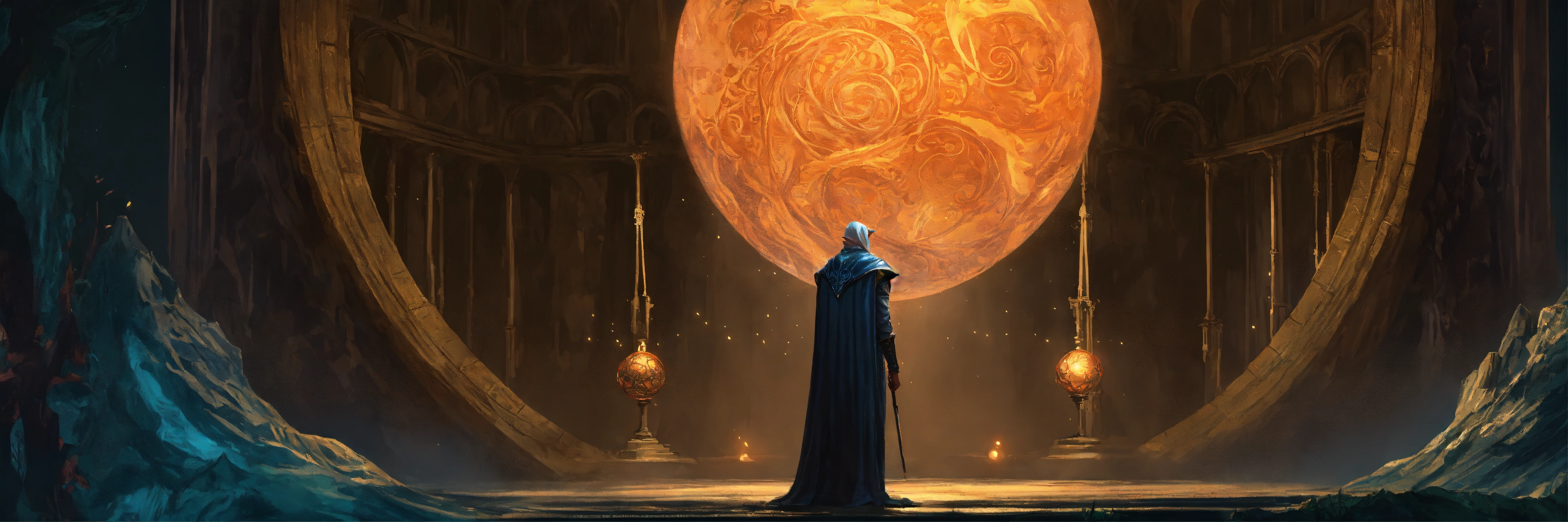 Lexica - Create a elder elf god, standing before a giant dark orb ...