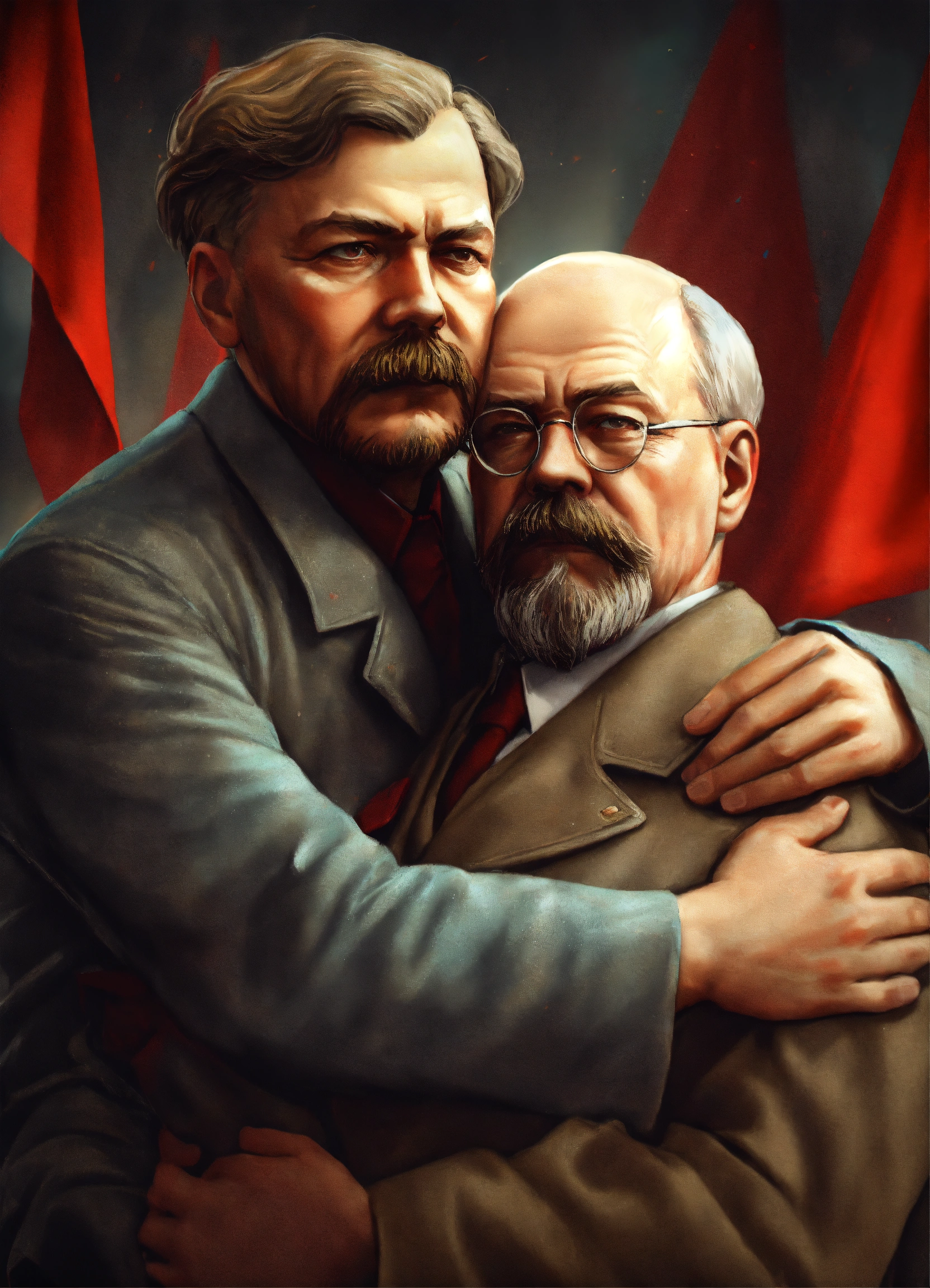 Lexica - Illustration Vladimir Lenin hugging Leon Trotsky. super ...
