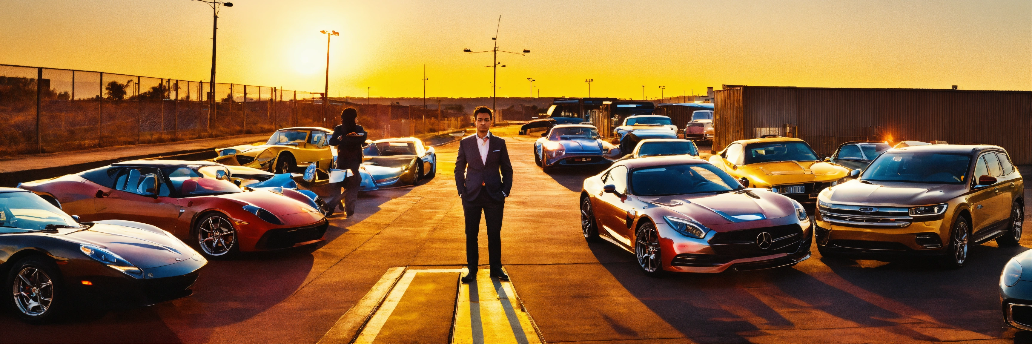 Lexica - Top mediabuyer man, cars on background