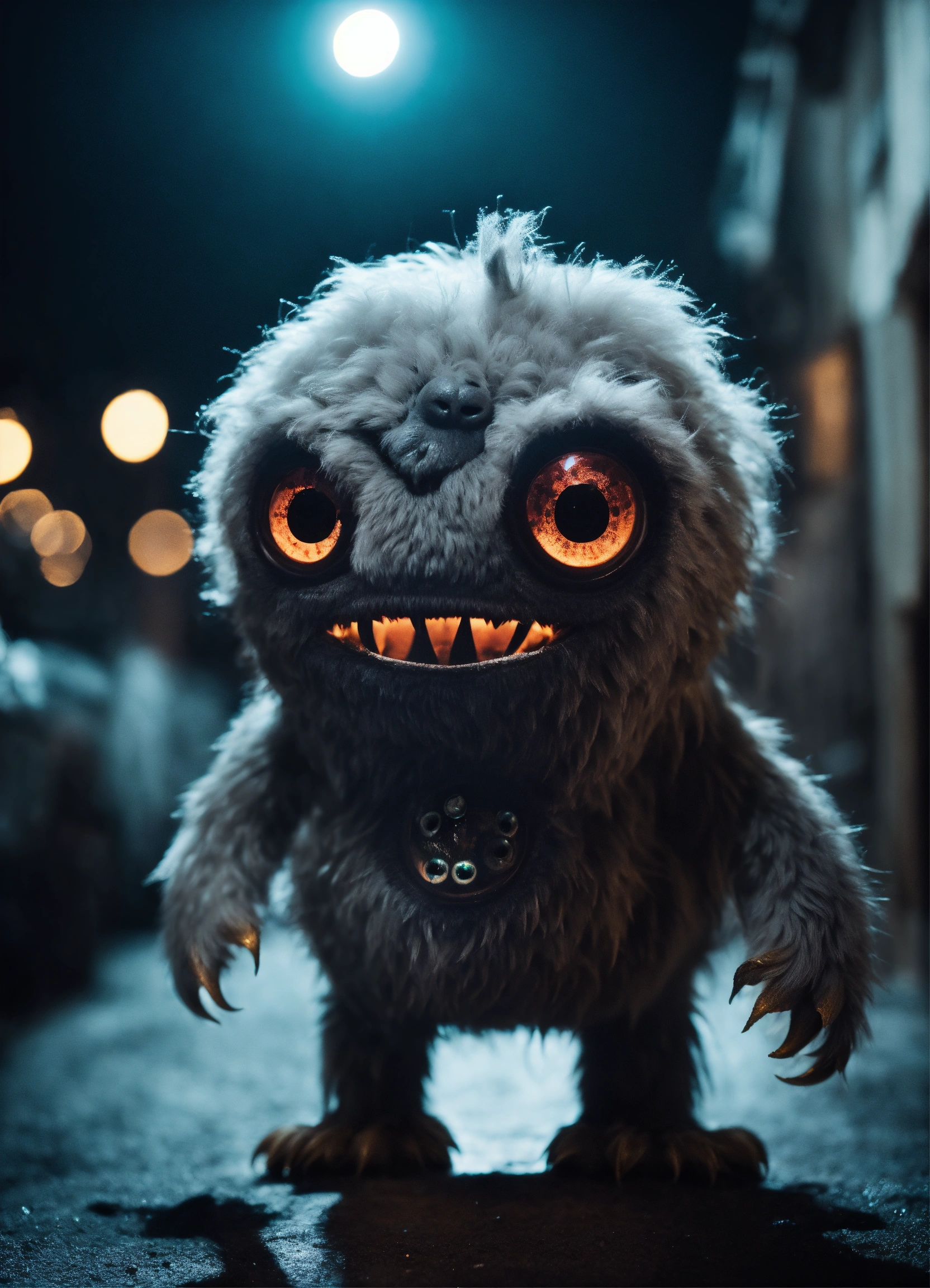 Lexica - Very cute, realistic grey monster whit many eyes standing in ...