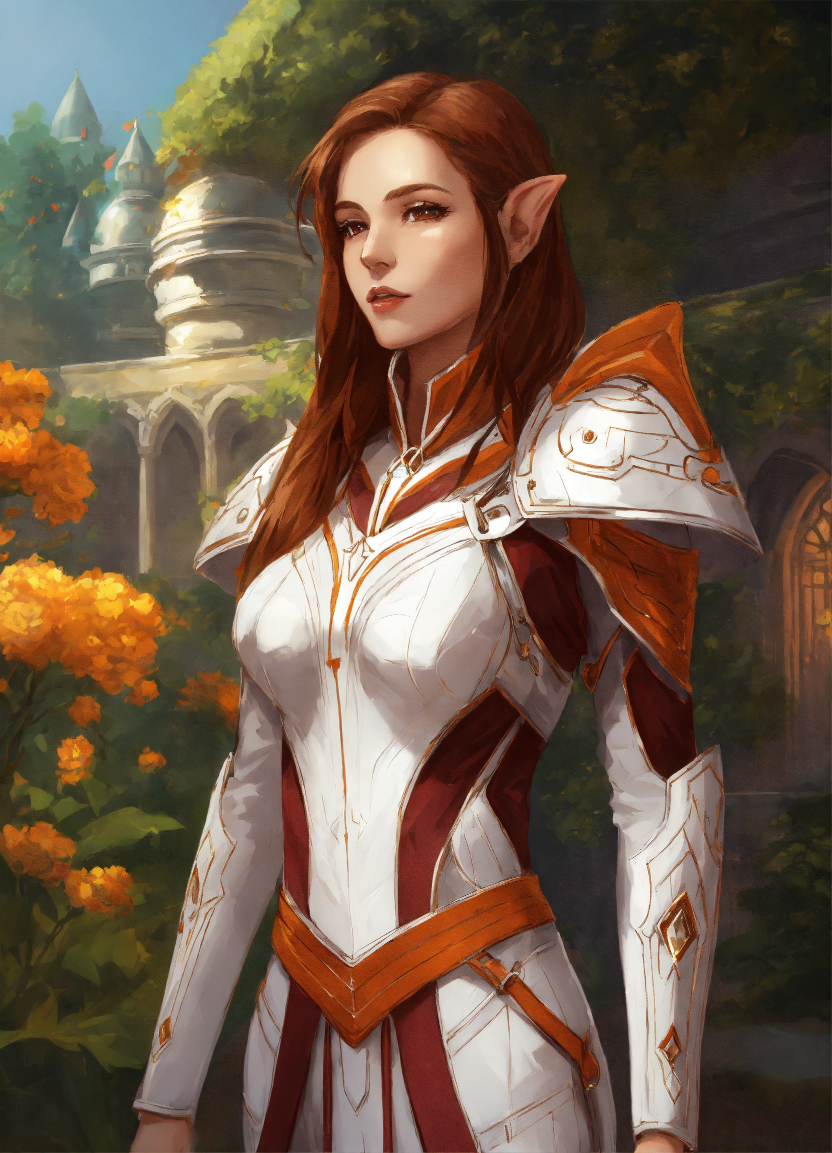 Lexica - Drawing of a sci fi high elf, space, palace, white cybernetic ...