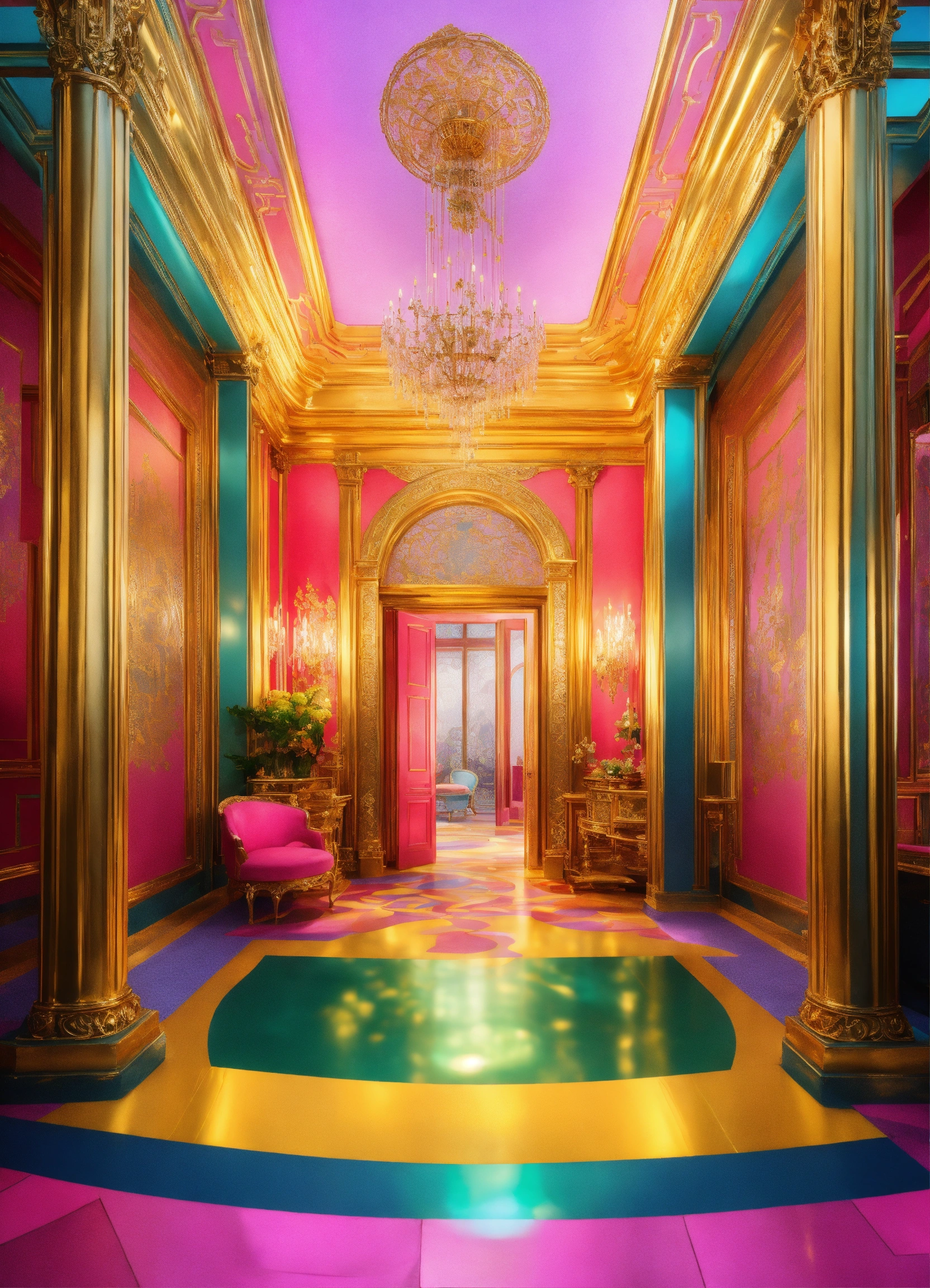 Lexica - Futuristic beautiful French mansion interior glamorous ...