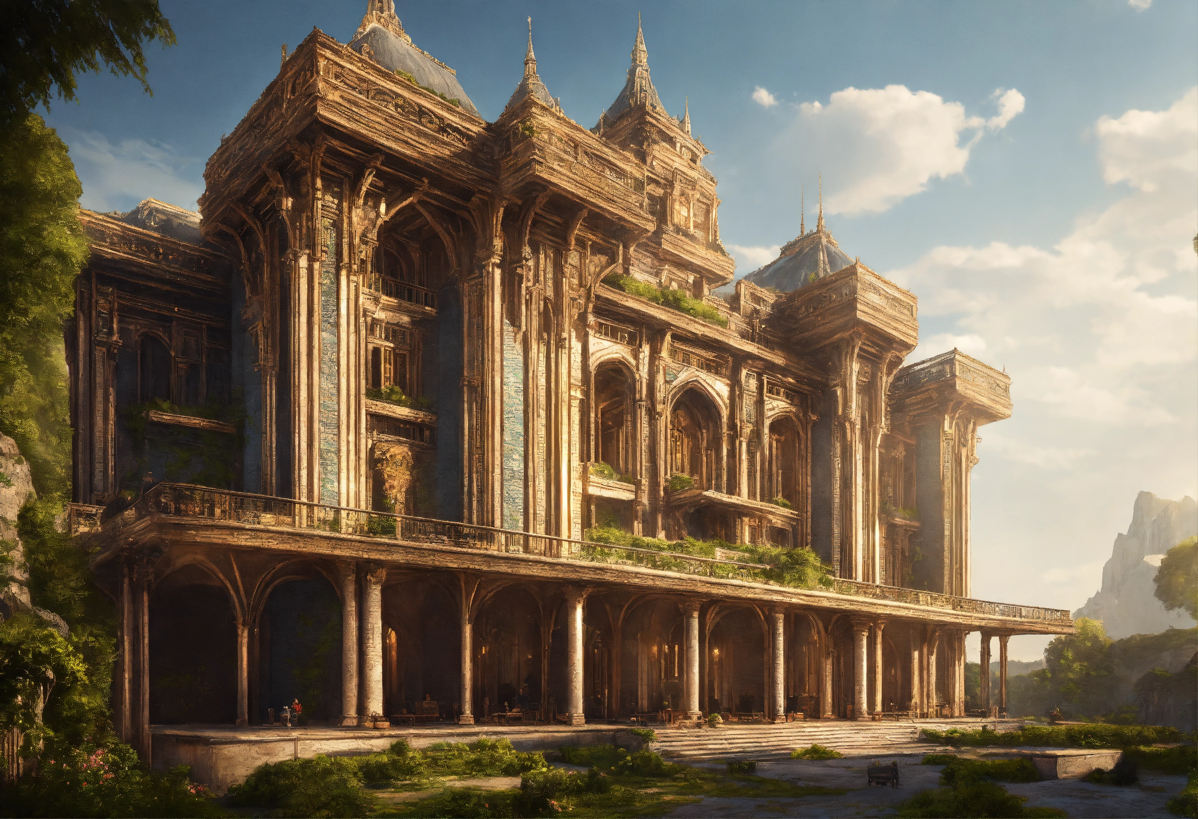 Lexica - Epic futuristic gigantic palace inspired by medival castles ...