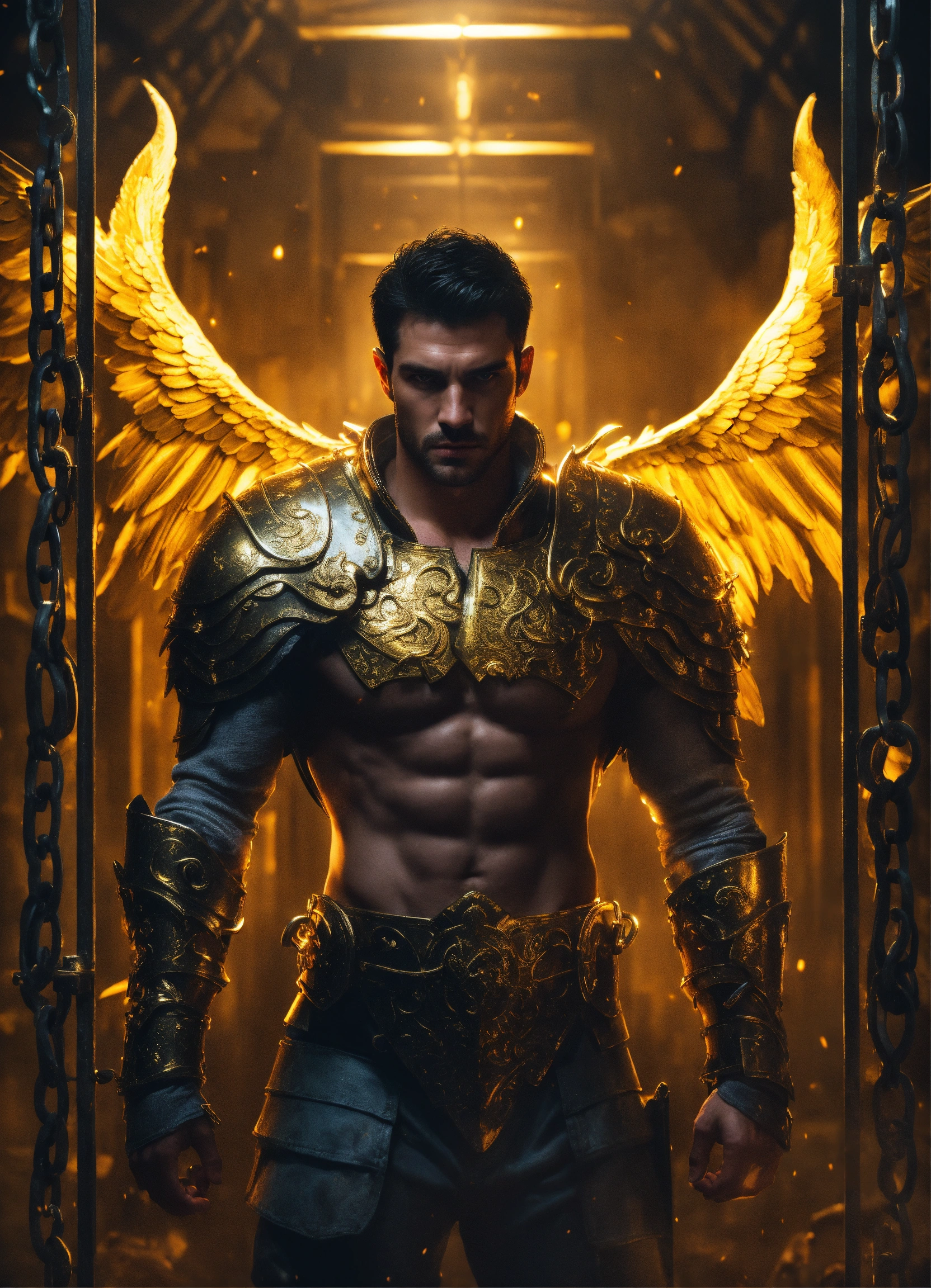 Lexica - Handcuffed, a strong handsome white male angel, a handsome ...
