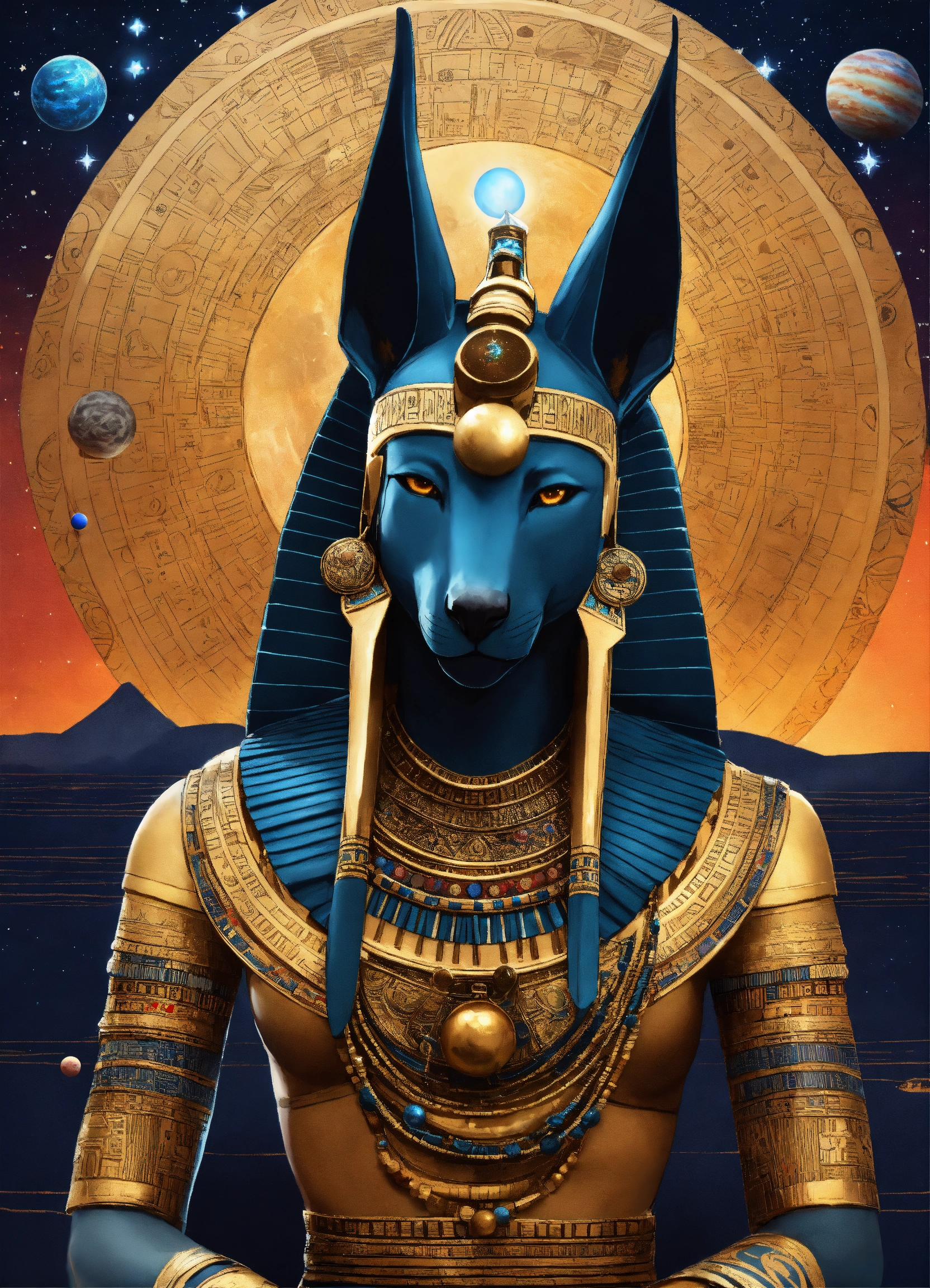 Lexica - Pharaonic, Anubis, intricate headdress, feminine, female ...