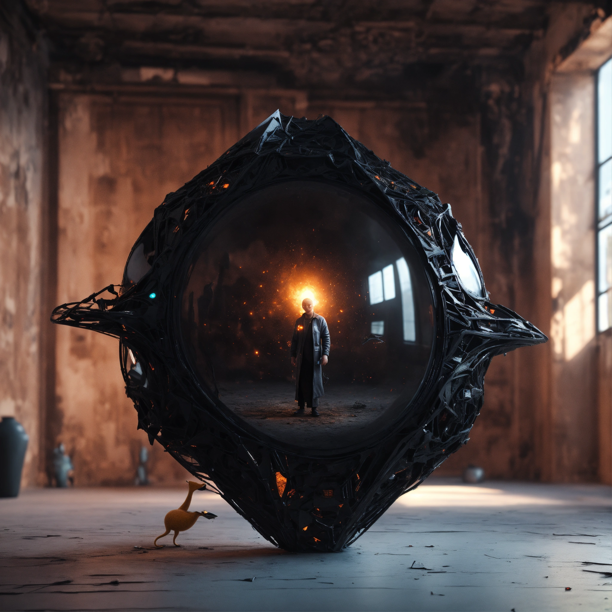 Lexica - 3d Digital art Black holding strange alien object odd shape ...