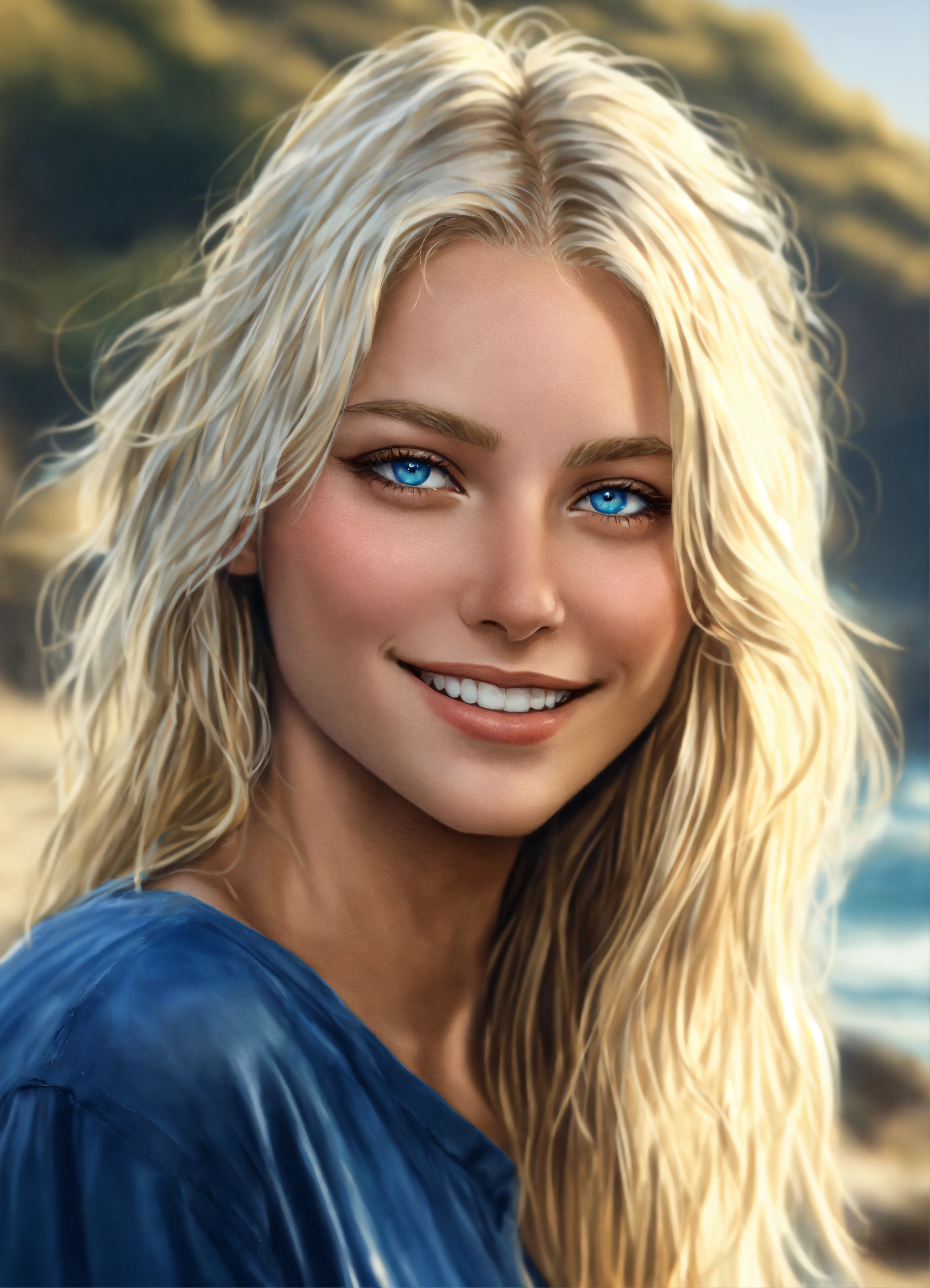 Lexica - Photorealistic drawing, platinum blond girl, long disheveled ...