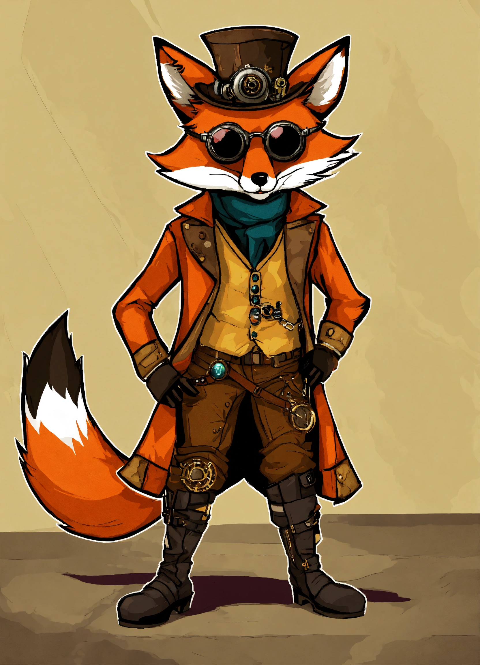 Lexica - A steampunk fox fursona with boots with sunglasses vector ...