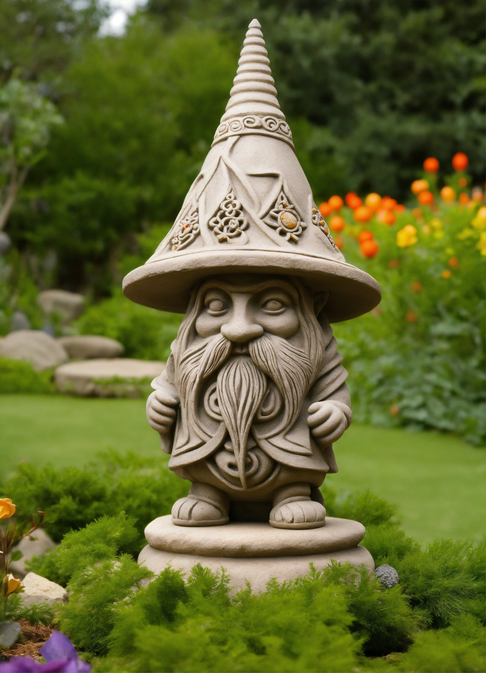 Lexica - Ancient spirit gnome inspired stone garden lanterns.style of ...