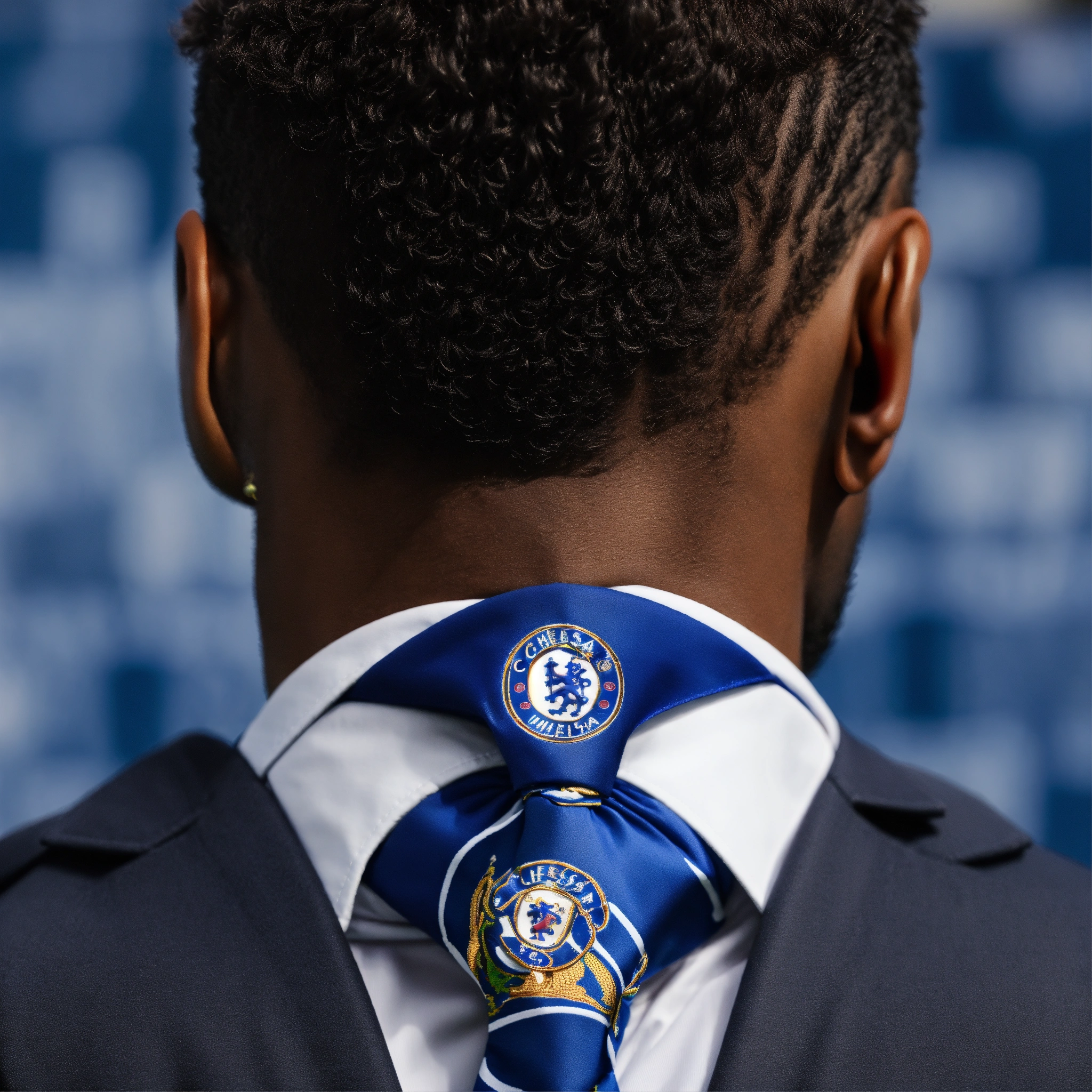 Lexica - Closeup of Faceless African lawyer dressed in a Chelsea soccer ...